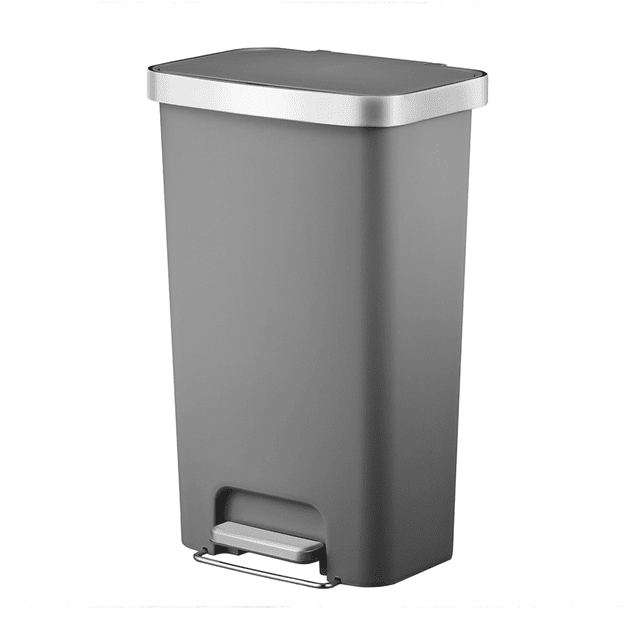 Better Homes & Gardens 11.9 Gallon Gray Plastic Kitchen Step Trash Can ...