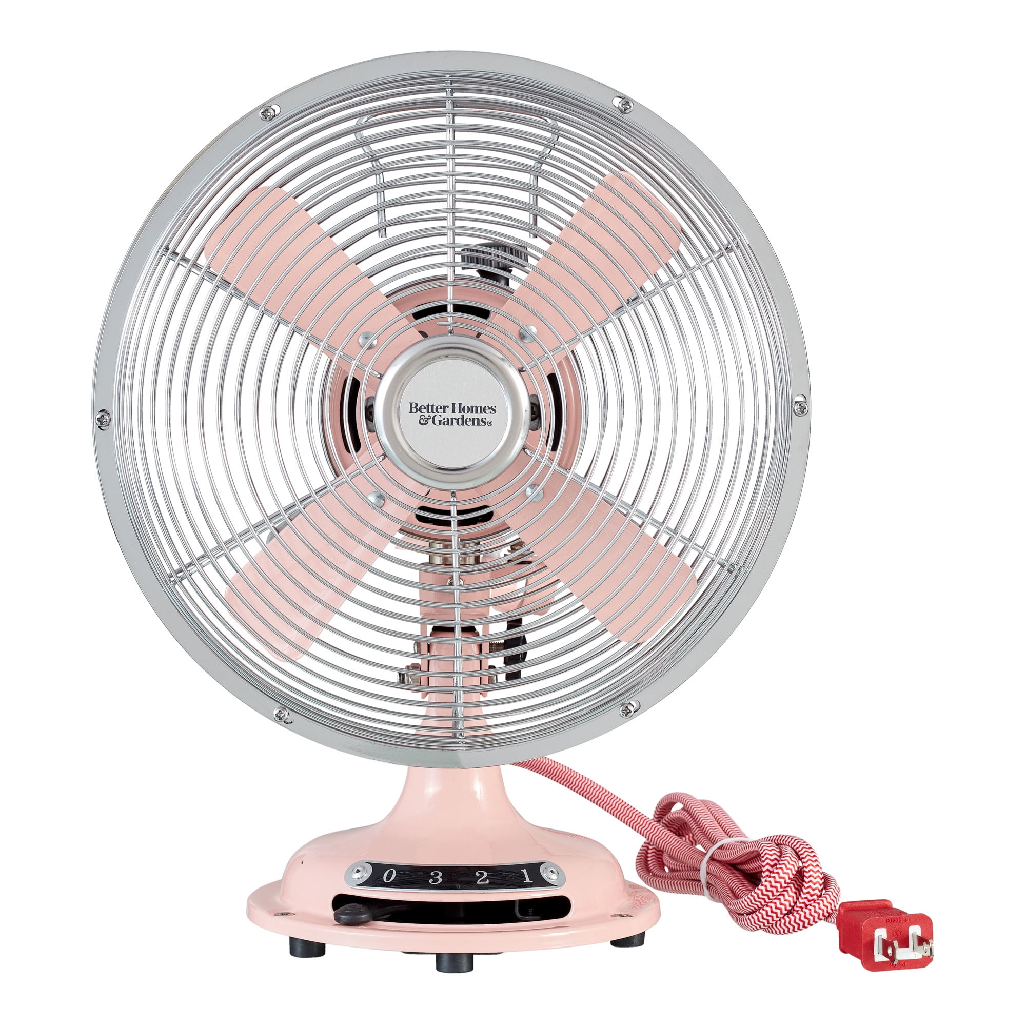 Better Homes & Gardens 12" 3-Speed Retro Pearl Blush Metal Tiltable ...
