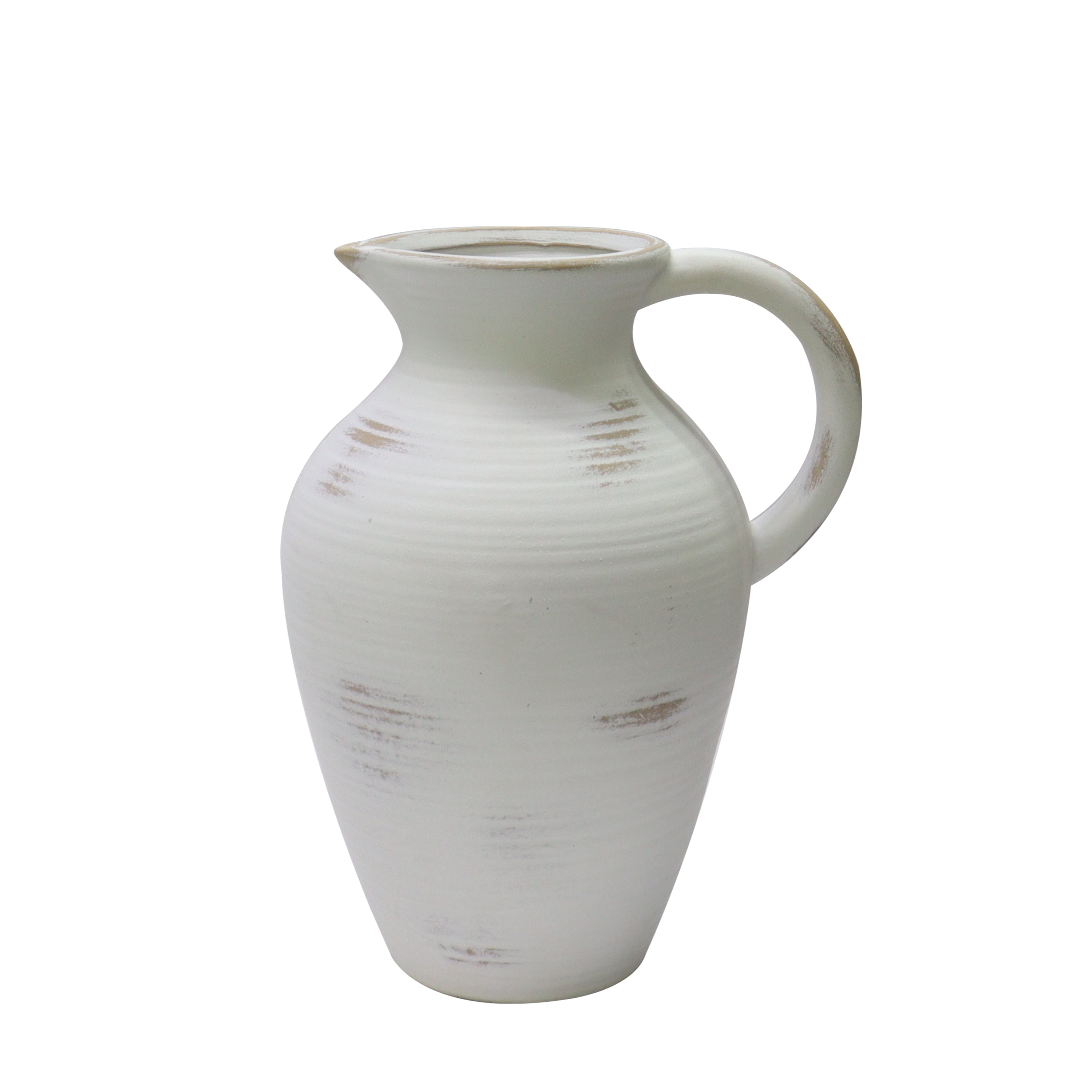 Better Homes & Gardens Hand Brushed Washed Ceramic Pitcher Vase, 12 ...