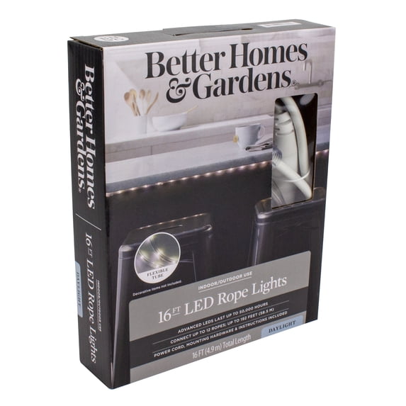 Better Homes & Gardens 120 Volt, 7.2 Watt, 16 Foot Daylight LED Rope ...