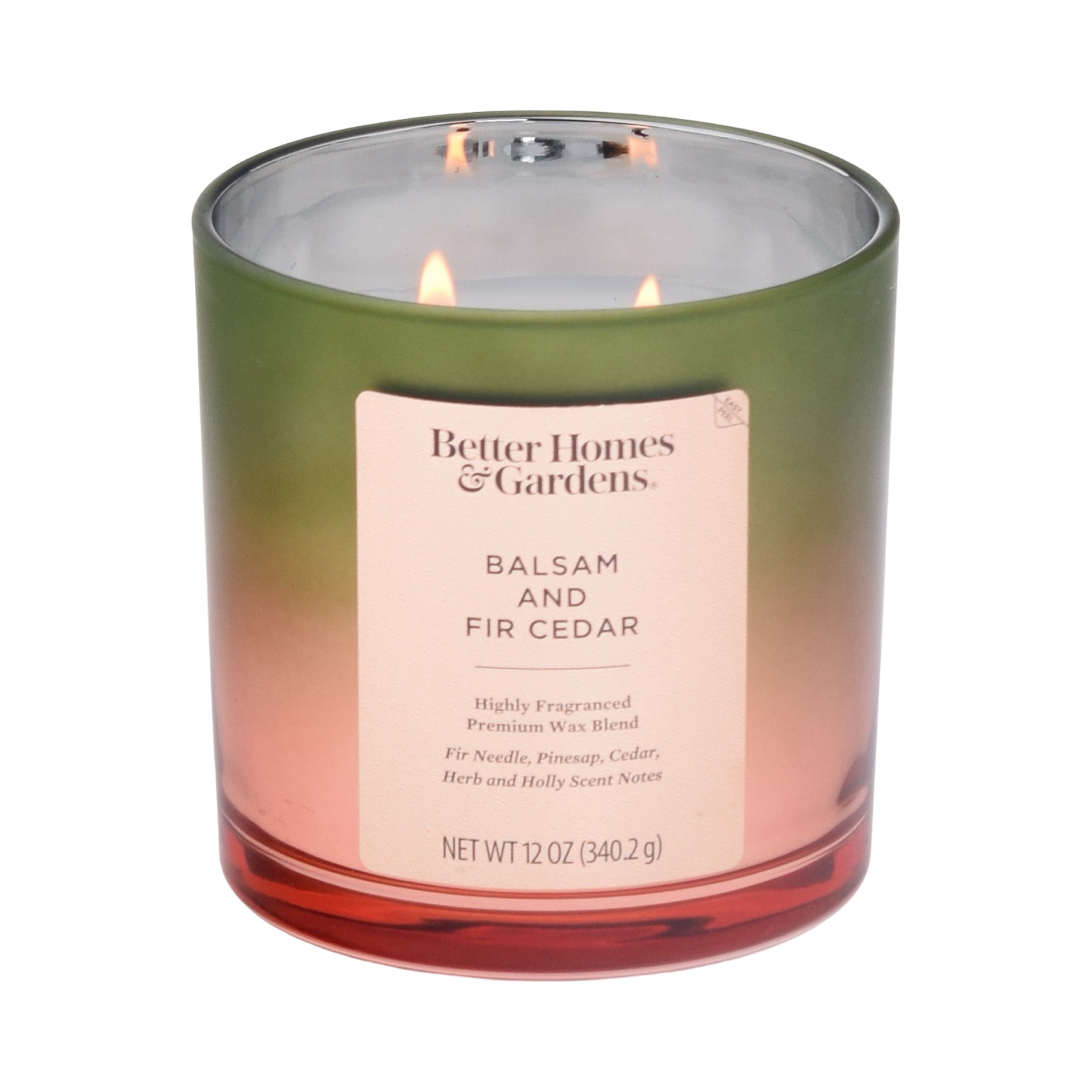 Better Homes & Gardens 12oz Balsam & Fir Cedar Scented 2-Wick Metallic Ombre Jar Candle ...