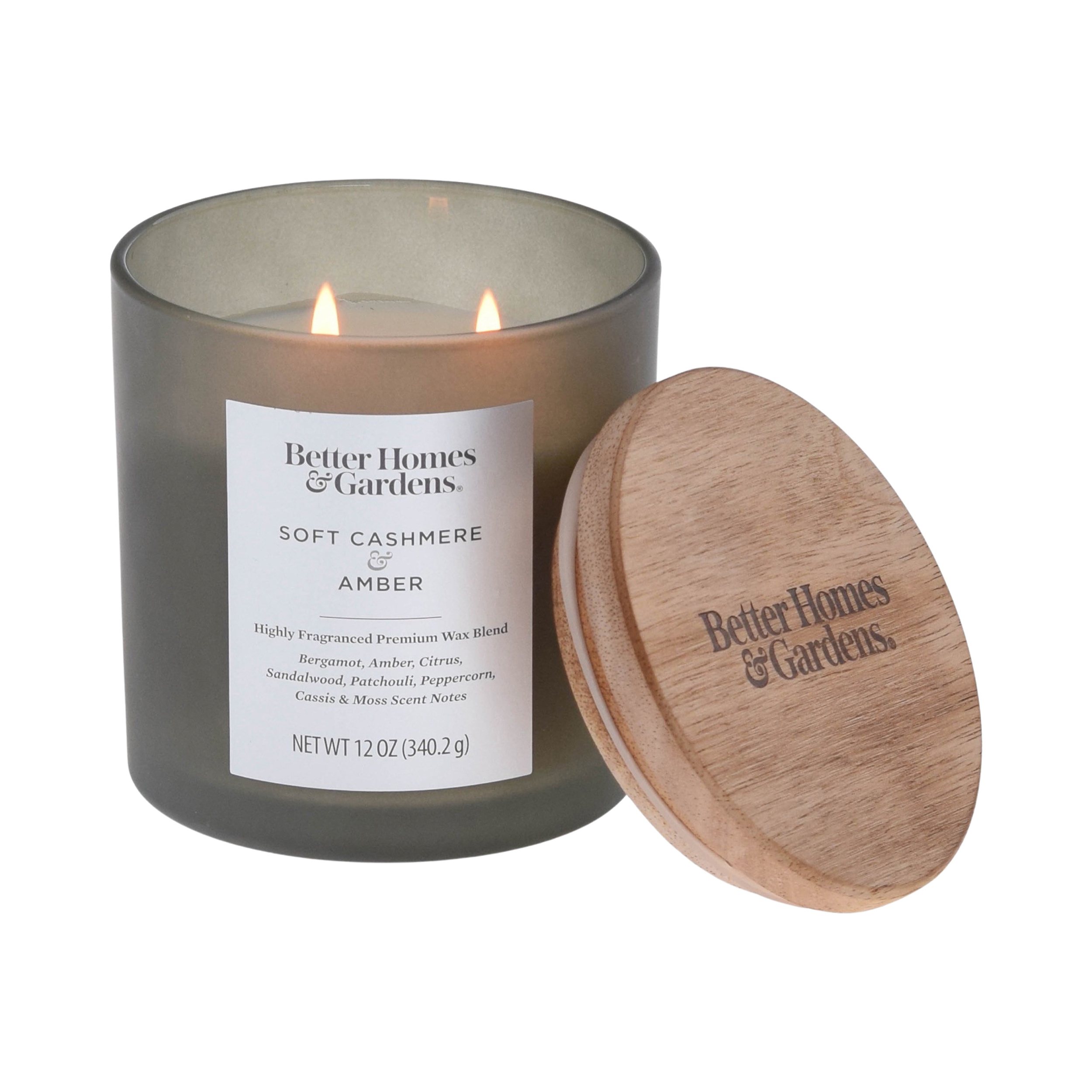 Better Homes & Gardens Soft Cashmere & Amber 12oz Scented 2-wick Candle ...