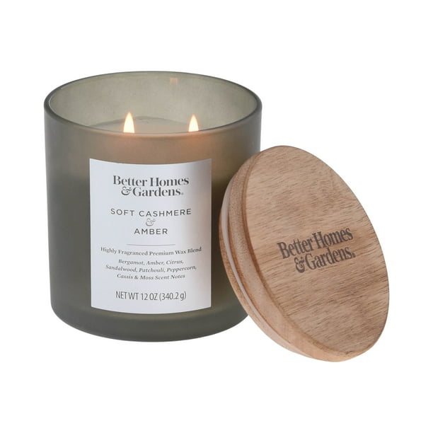 Better Homes & Gardens Soft Cashmere Amber Scented 2-Wick Jar Candle ...