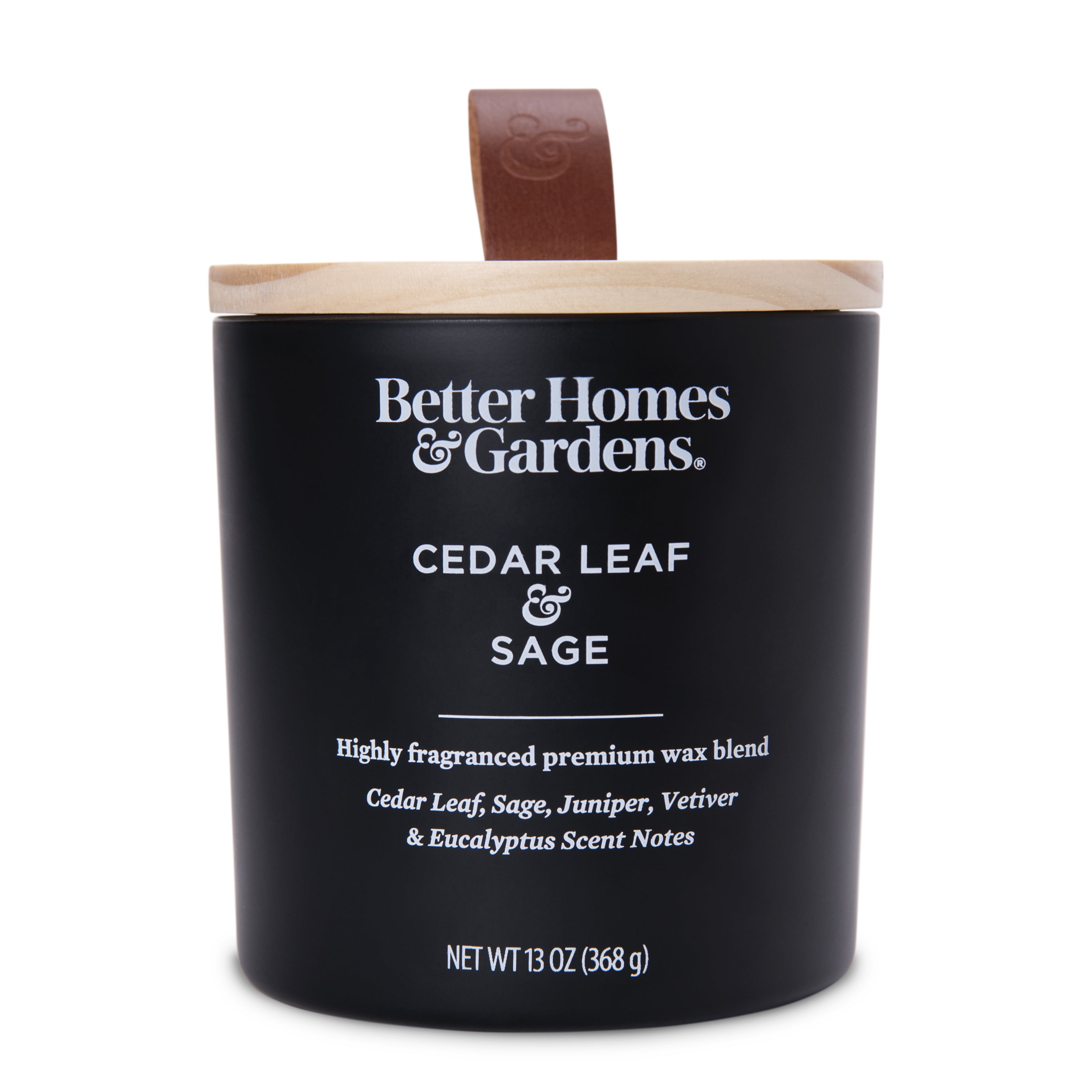 Better Homes & Gardens 13oz Cedar Leaf and Sage Scented Wooden Wick Jar ...