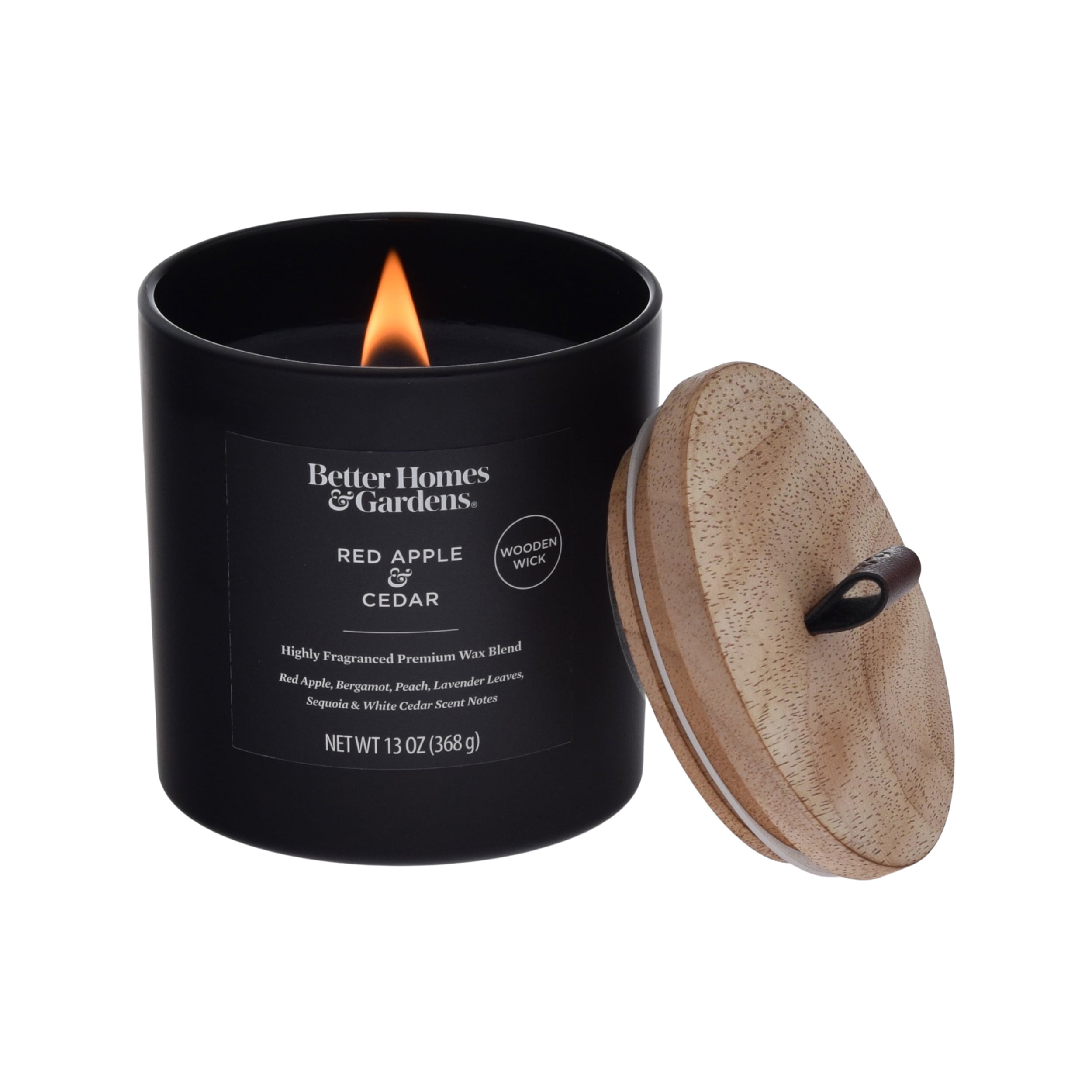 Better Homes & Gardens 13oz Red Apple & Cedar Scented Wooden Wick Jar ...