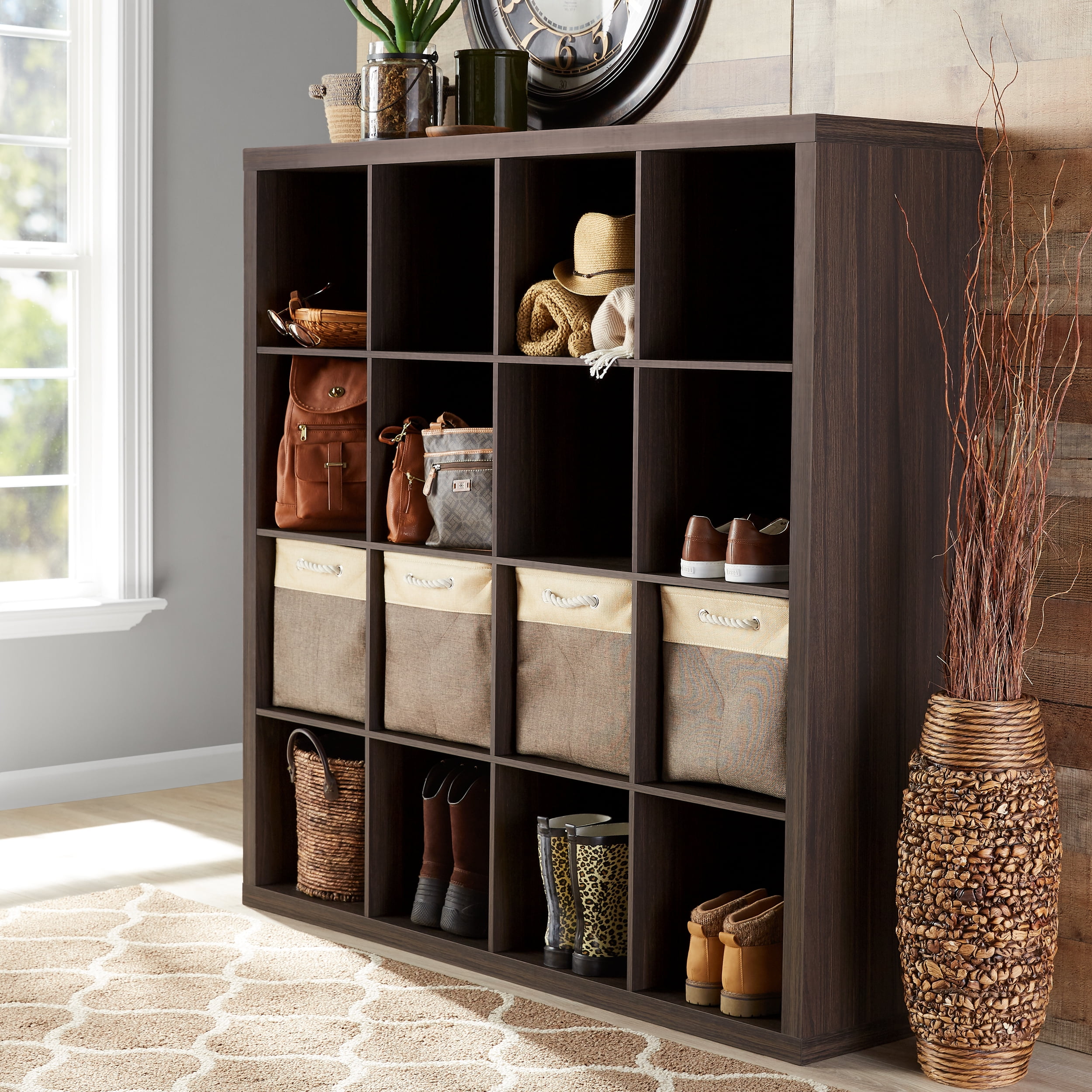 Better Homes & Gardens 16 Cube Storage Organizer, Tobacco Oak - Walmart.com