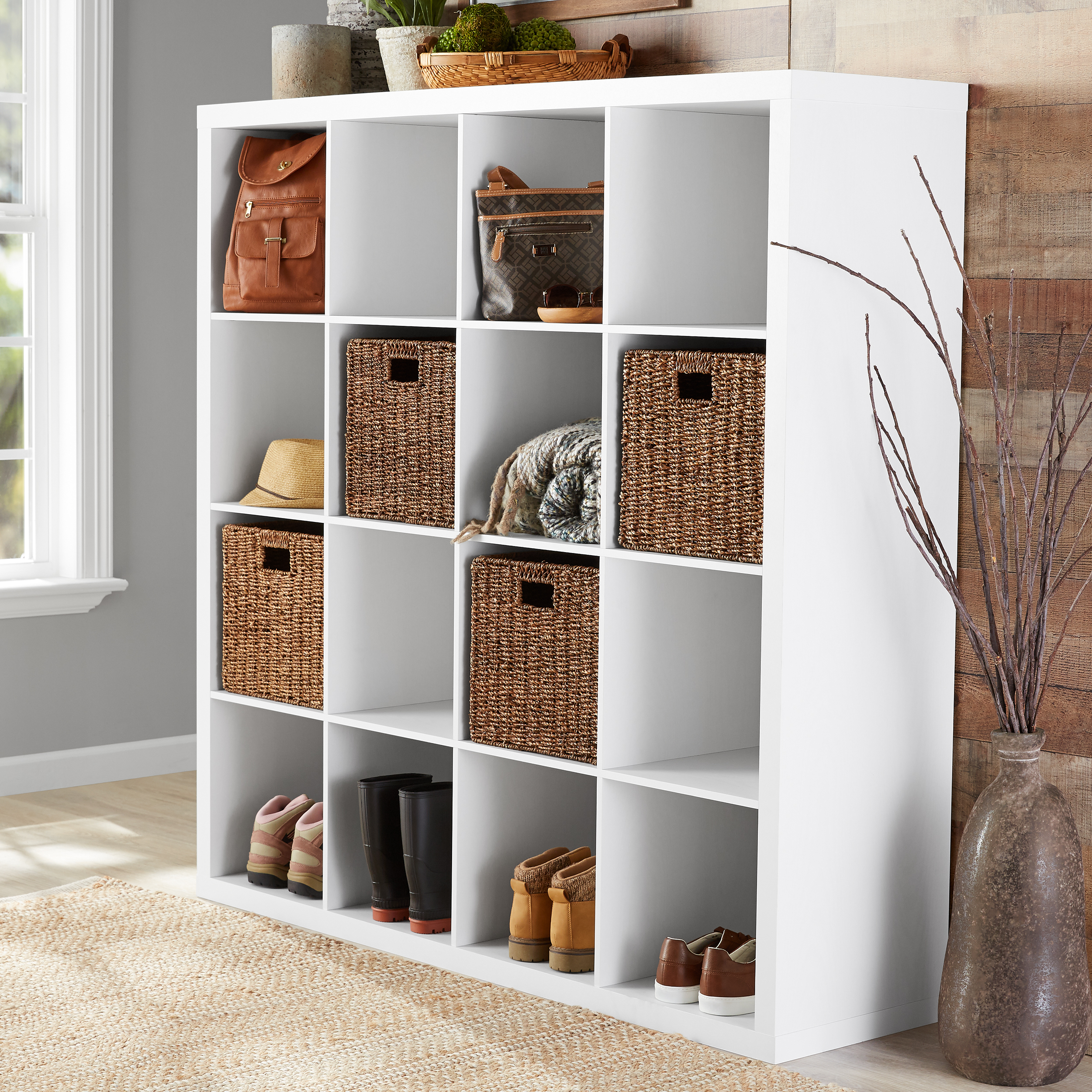 Better Homes & Gardens 16-Cube Storage Organizer, White Texture ...