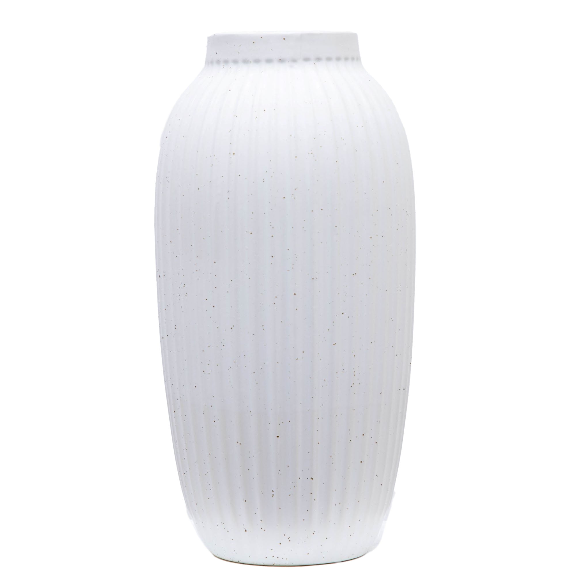 Better Homes & Gardens Indoor Speckled Ribbed Ceramic Vase, 16", White ...