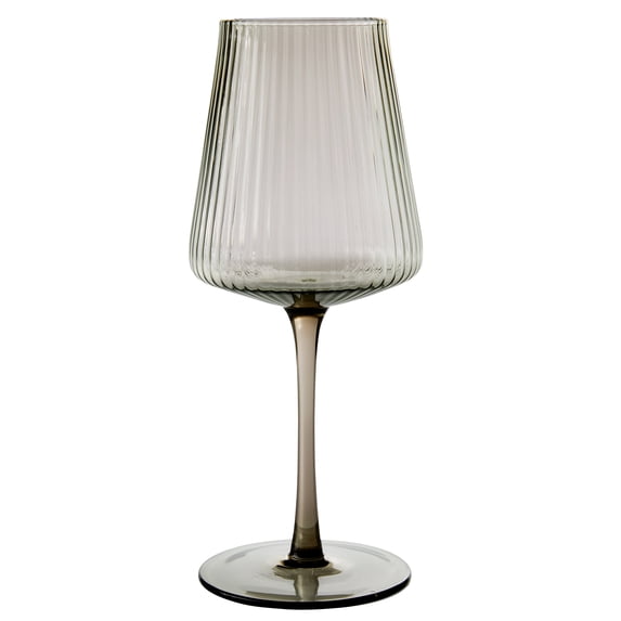 Better Homes & Gardens Ribbed Wine Glass, Smoke, 17 oz capacity ...