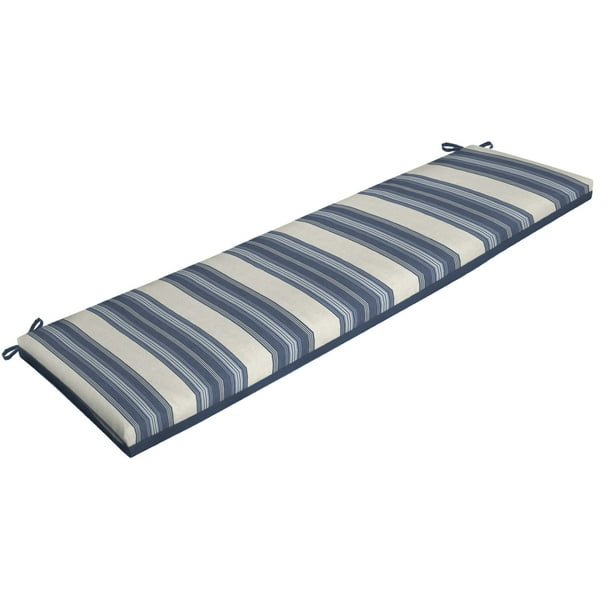 Better Homes & Gardens 17" x 46" Blue Stripe Rectangle Outdoor Bench ...