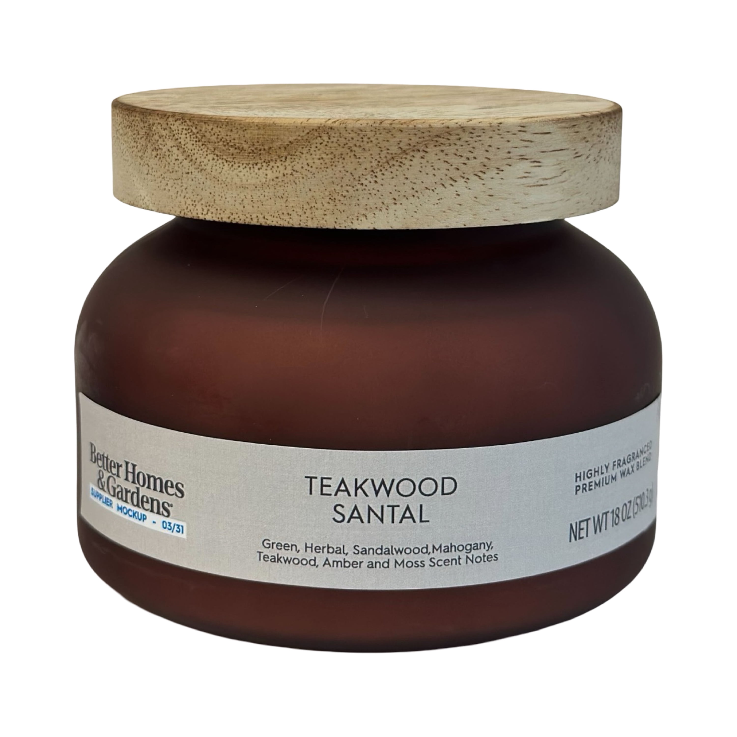 18oz Frosted Bell Jar with Carbonized Wood Lid Teakwood Santal ...