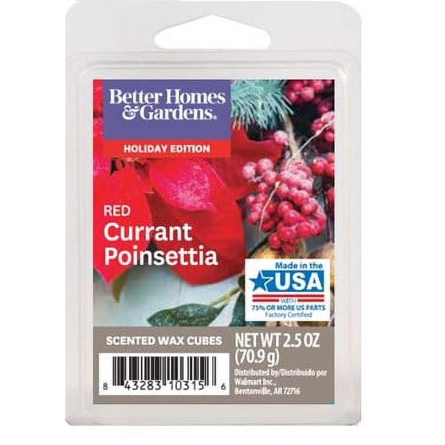 Better Homes & Gardens 2.5 oz Red Currant Poinsettia Scented Wax Melts ...