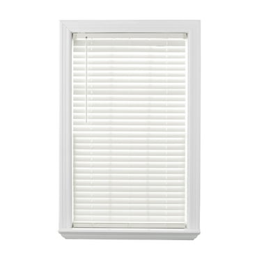 Better Homes & Gardens 2-inch Cordless Faux Wood Horizontal Window Blinds, White, 30X64 ...