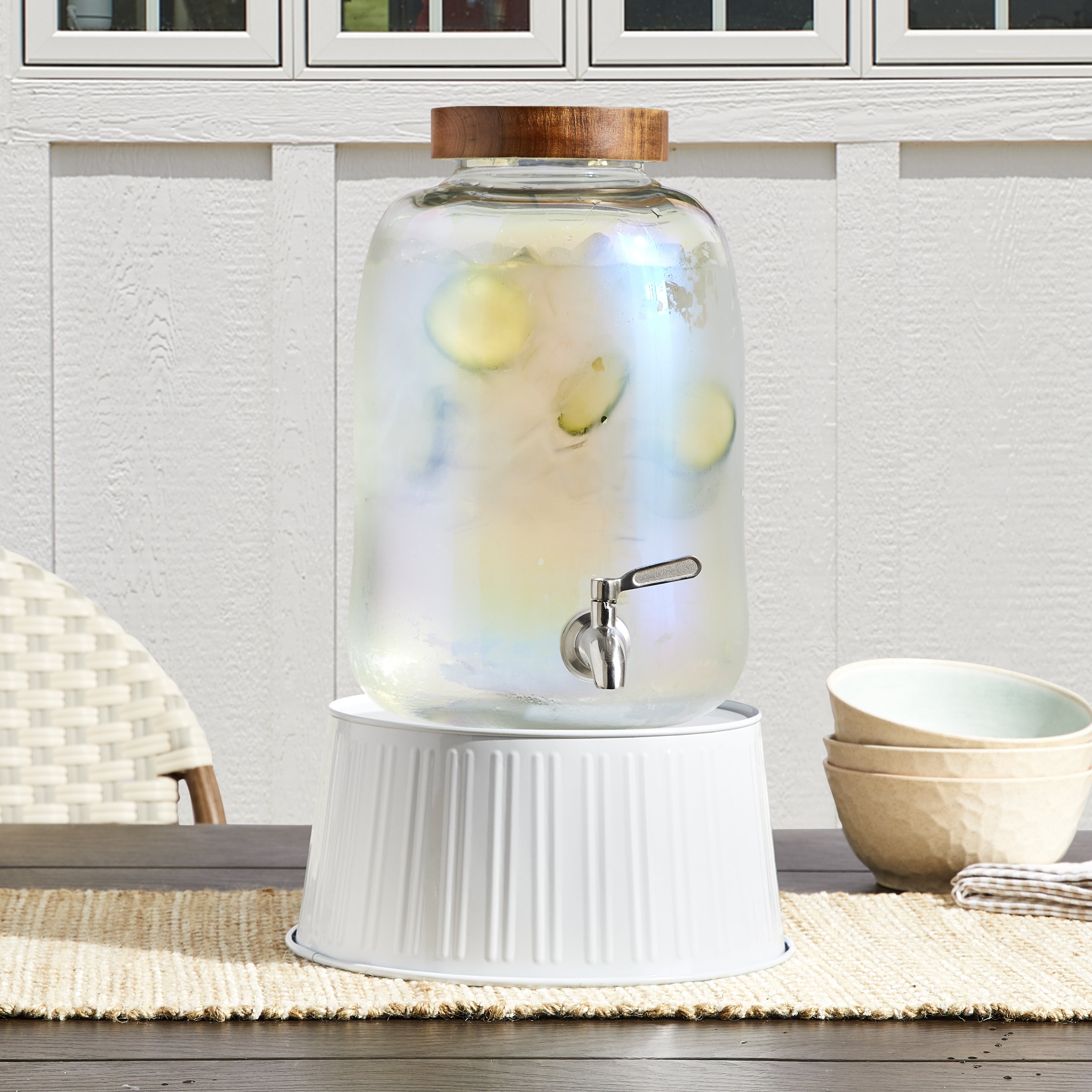 Better Homes& Gardens 2 Gallon Clear Iridescent Glass Dispenser ...