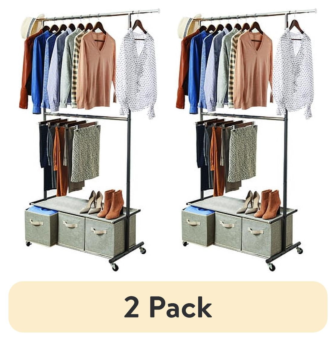 (2 pack) Better Homes & Gardens 2 Tier Garment Rack with 3 Drawer ...