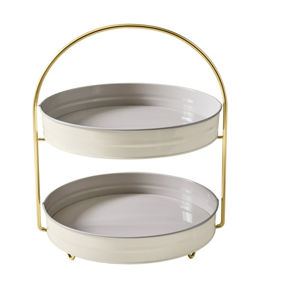 Better Homes & Gardens 2-Tone 2-Tier Serving Tray Stand, Grey, 13.14 W x 12.15 D x 15 in H ...