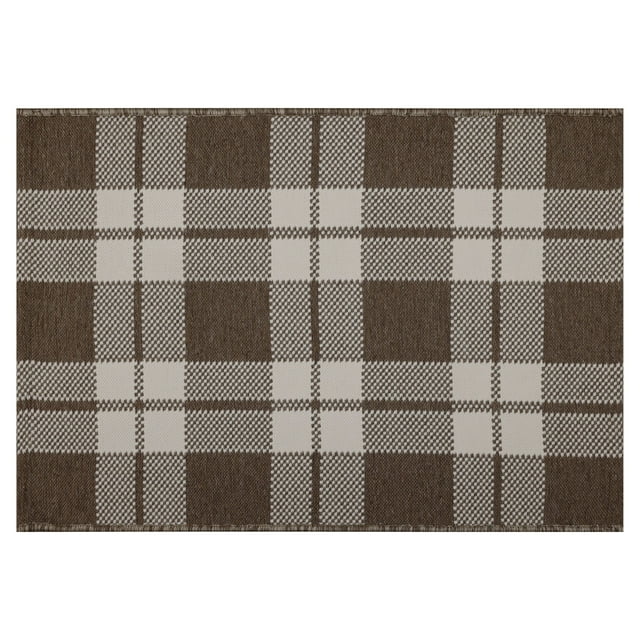 Better Homes & Gardens 2' x 3' Brown Reversible Buffalo Plaid & Stripes ...