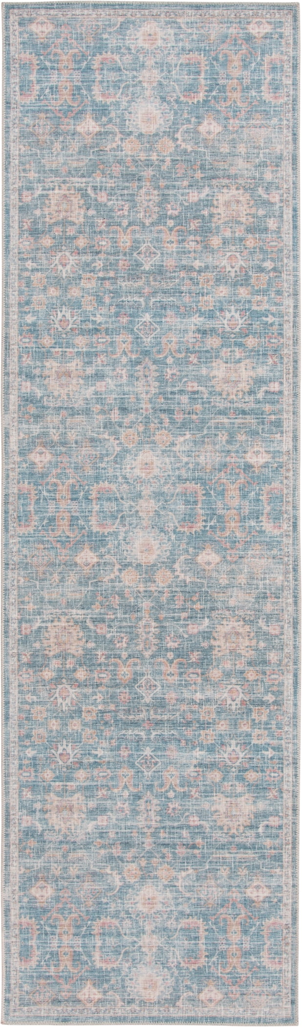 Better Homes & Gardens 2' x 7' Teal Persian Blooms Indoor Runner Rug ...