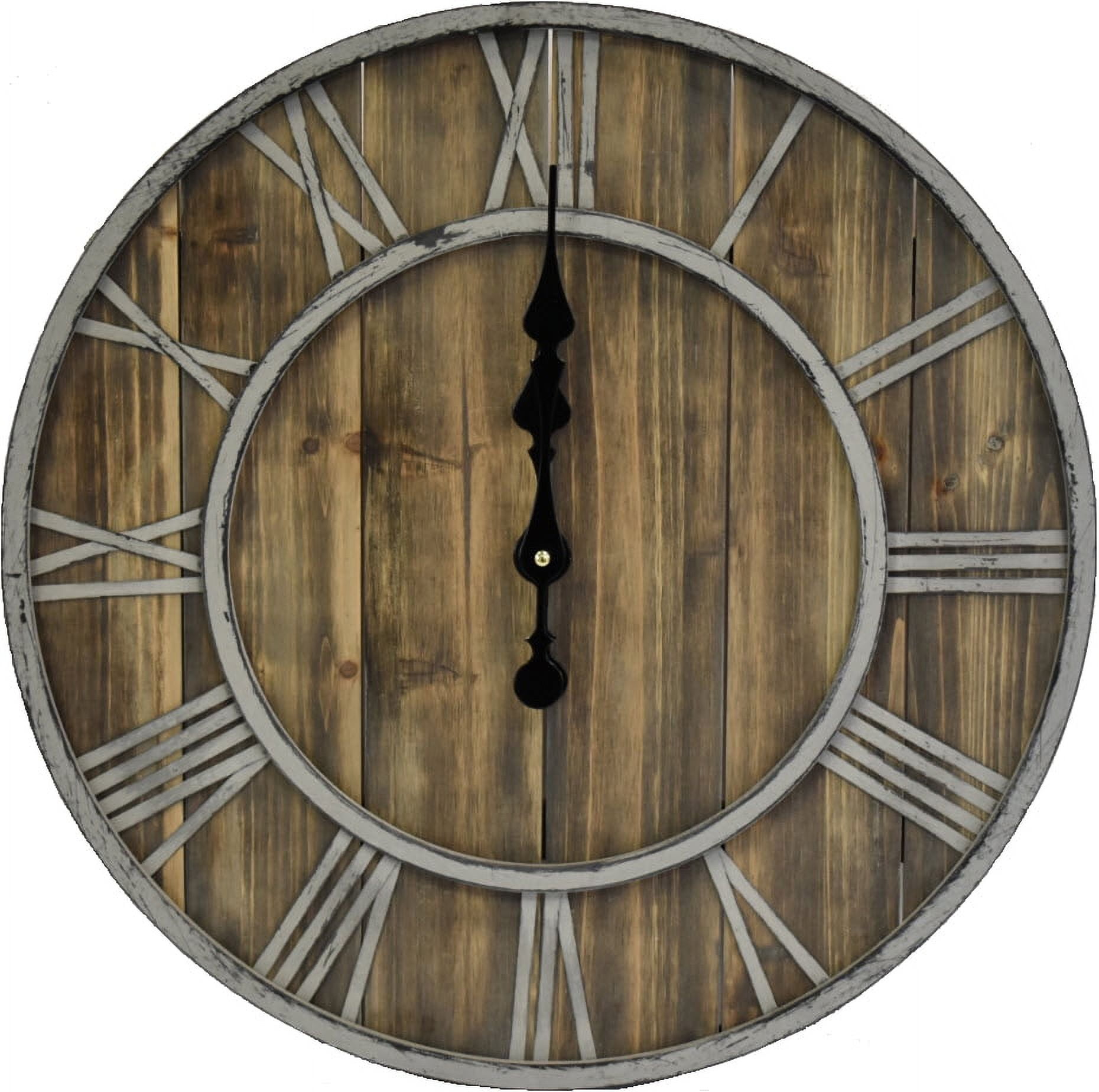 Homes & Gardens 20 Wooden Roman Farmhouse Clock - 20 Diameter - Walmart.com