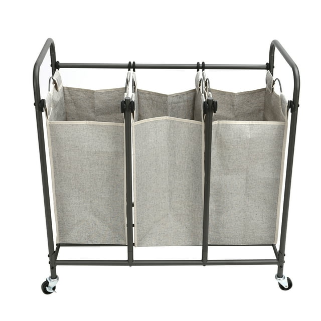 Better Homes & Gardens 3 Bag Laundry Sorter, Metal Rolling Cart with ...