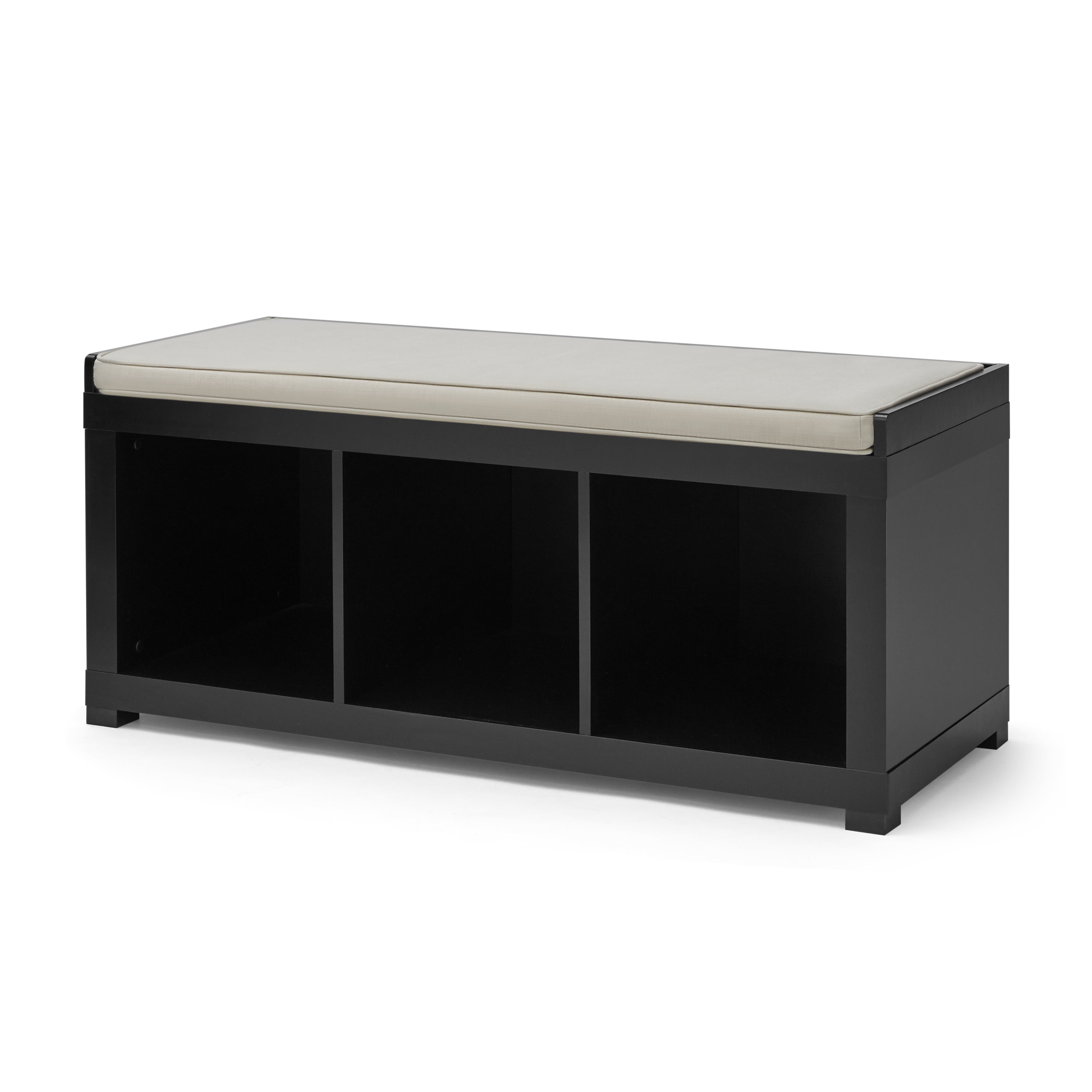 Better Homes & Gardens 3-Cube Storage Organizer Bench, Solid Black ...