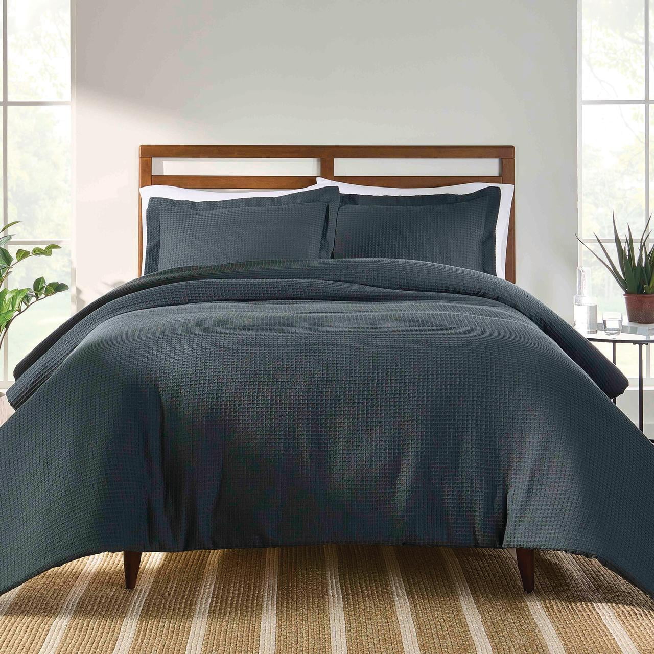 Better Homes Gardens 3 Piece Grey Waffle Comforter Set Adult Full Queen Walmart