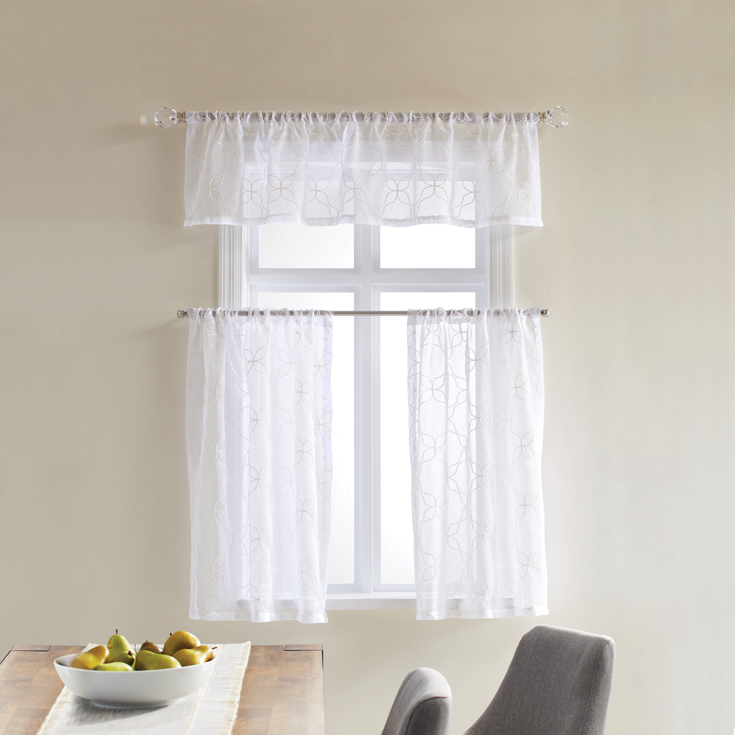 Sheer Quatrefoil Window Valance Set - Lightweight Polyester - Walmart.com