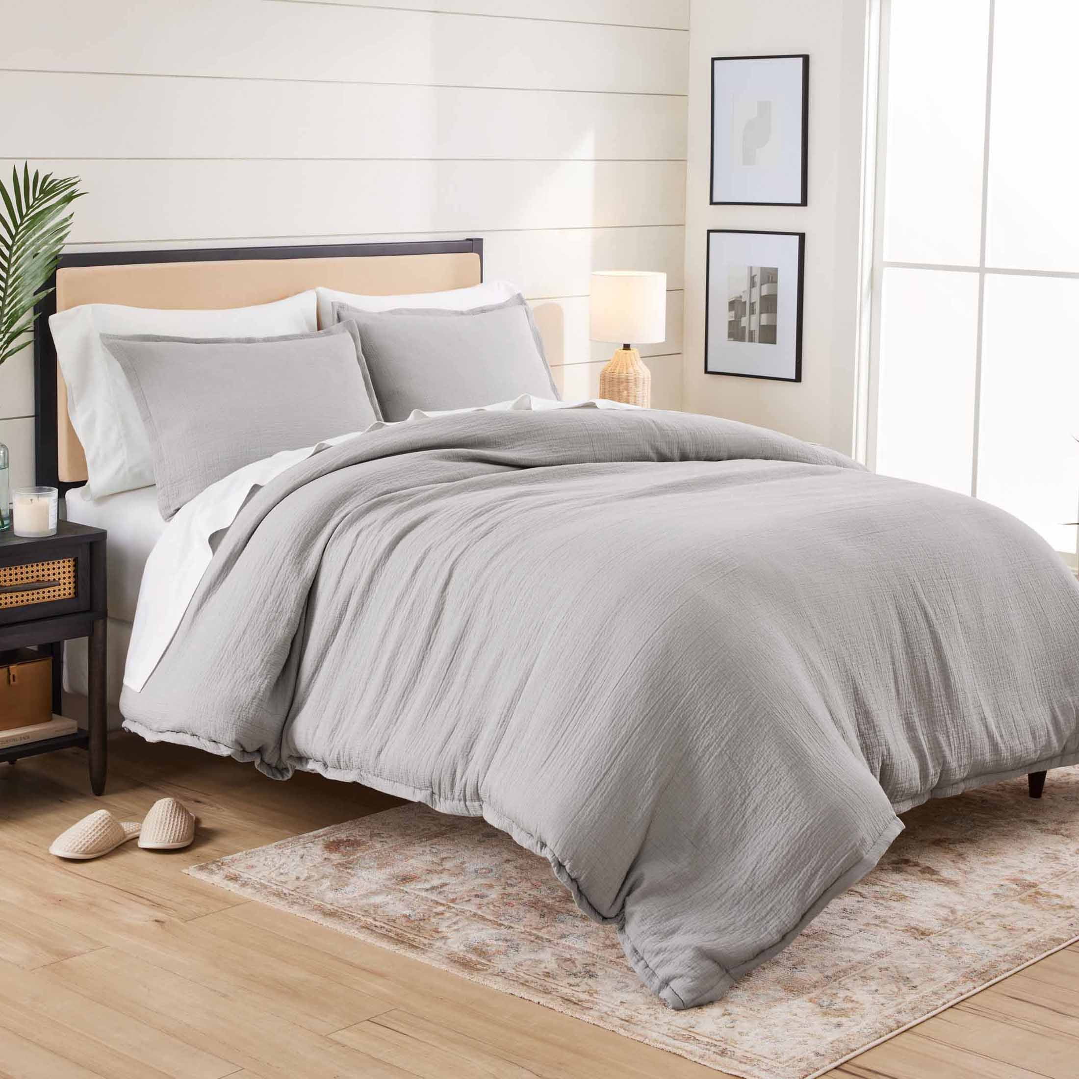 Better Homes & Gardens 3-Piece Soft Silver Crinkled Gauze Comforter Set ...