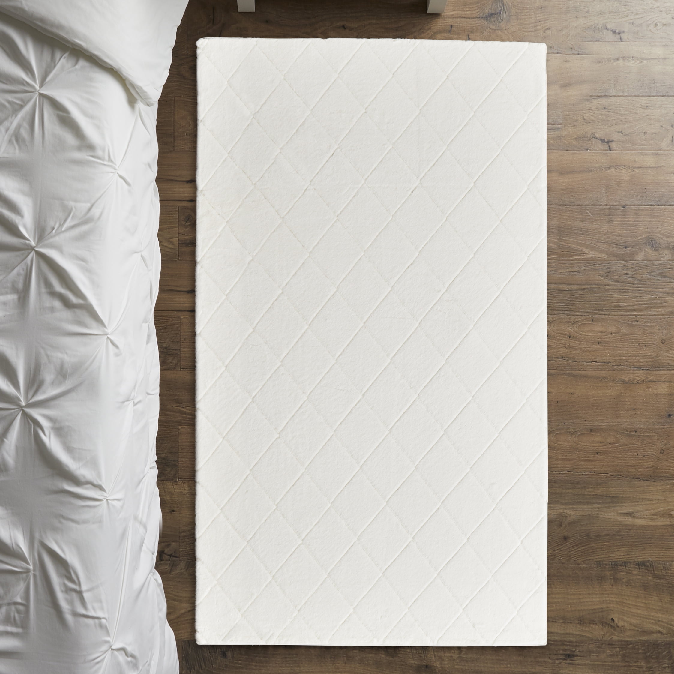 Better Homes & Gardens 30x46 Ivory Diamond Rabbit Faux Fur Rug ...