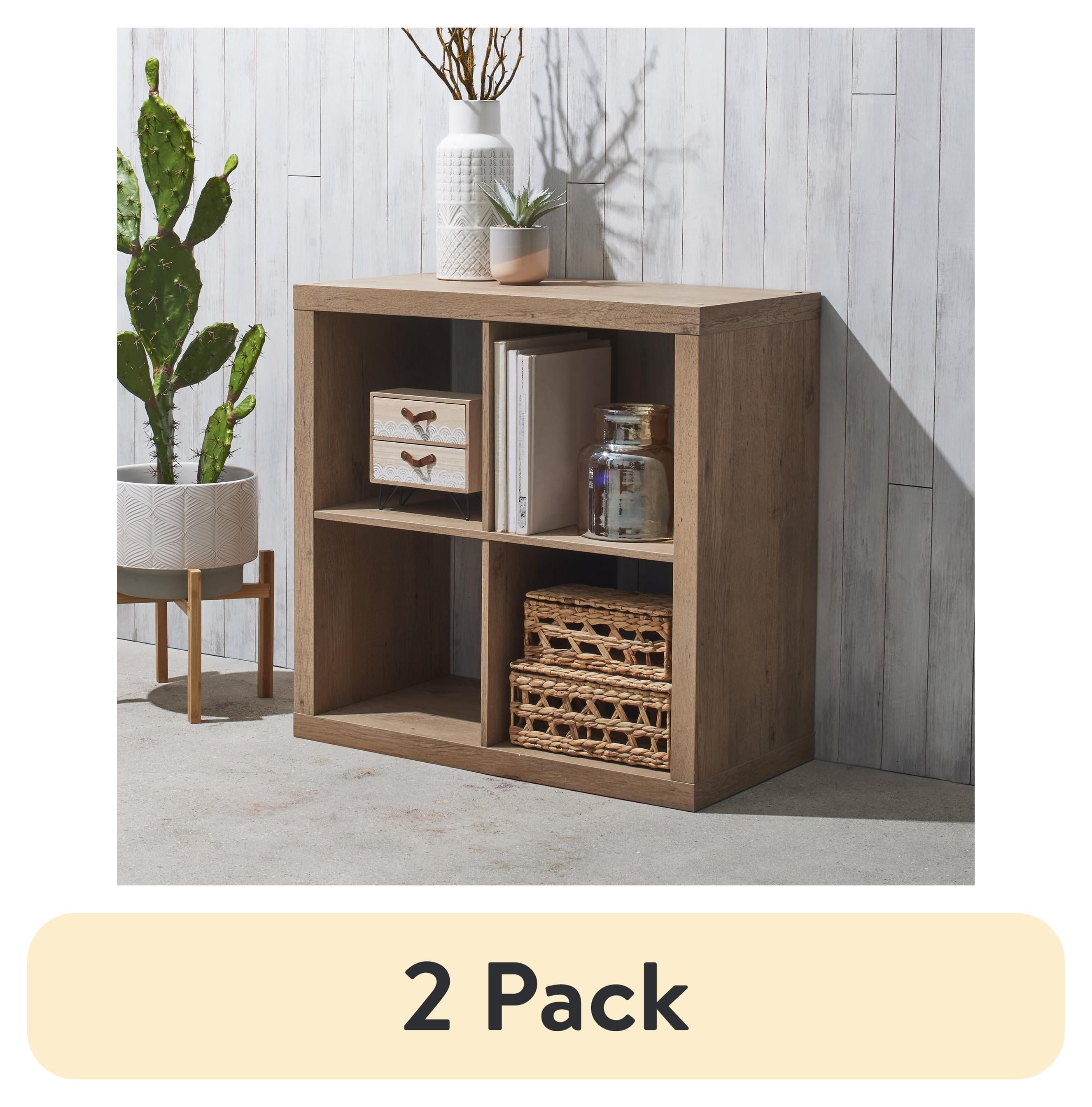 (2 pack) Better Homes & Gardens 4-Cube Storage Organizer, Natural - Walmart.com