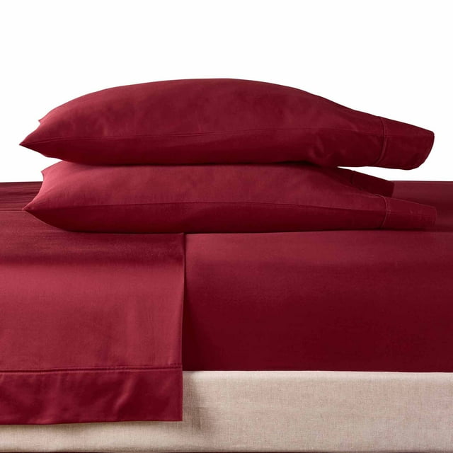 Better Homes & Gardens 4-Piece 300 Thread Count Rose Wine Sateen Sheet ...