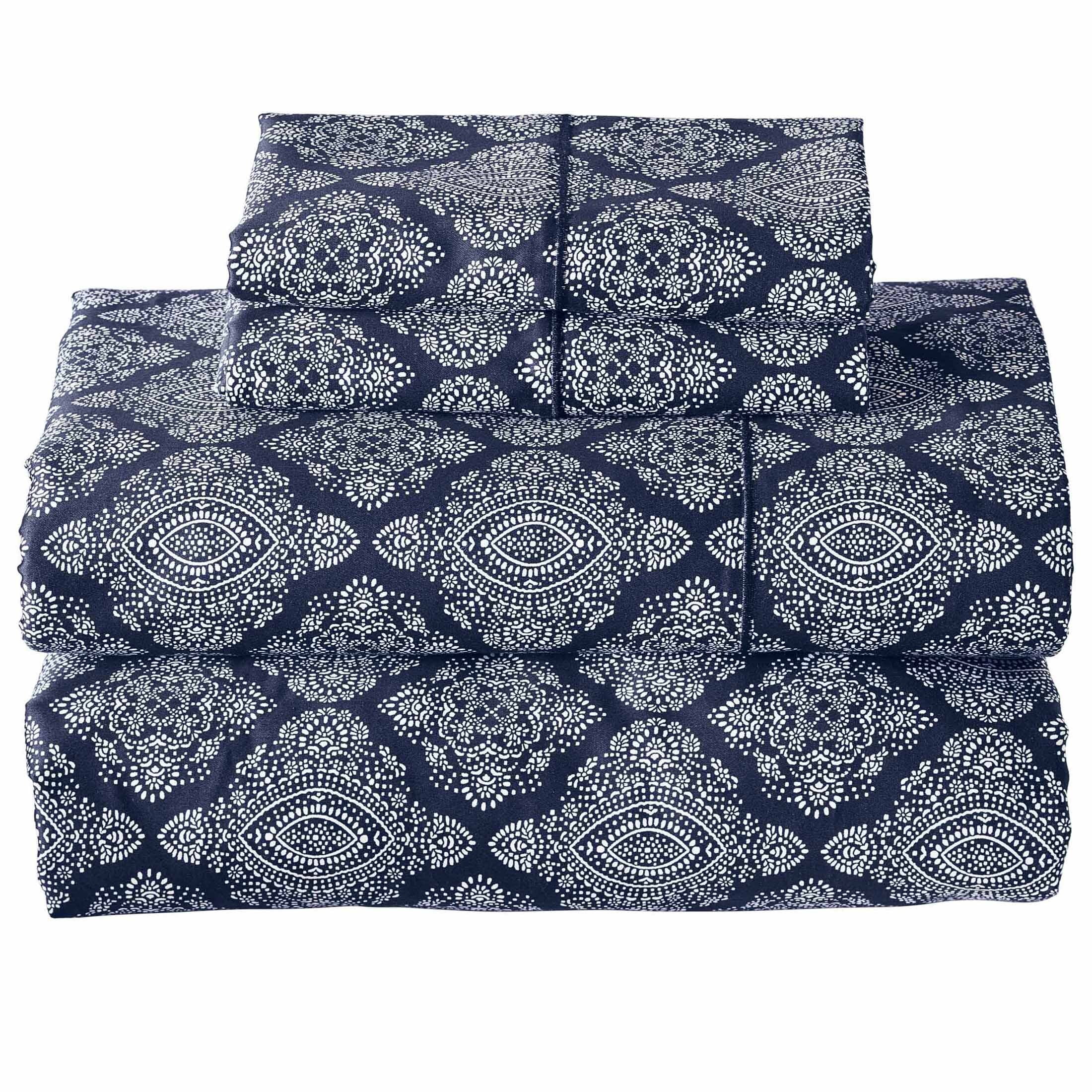 Better Homes & Gardens 4-Piece 400 Thread Count Navy Ogee Performance ...