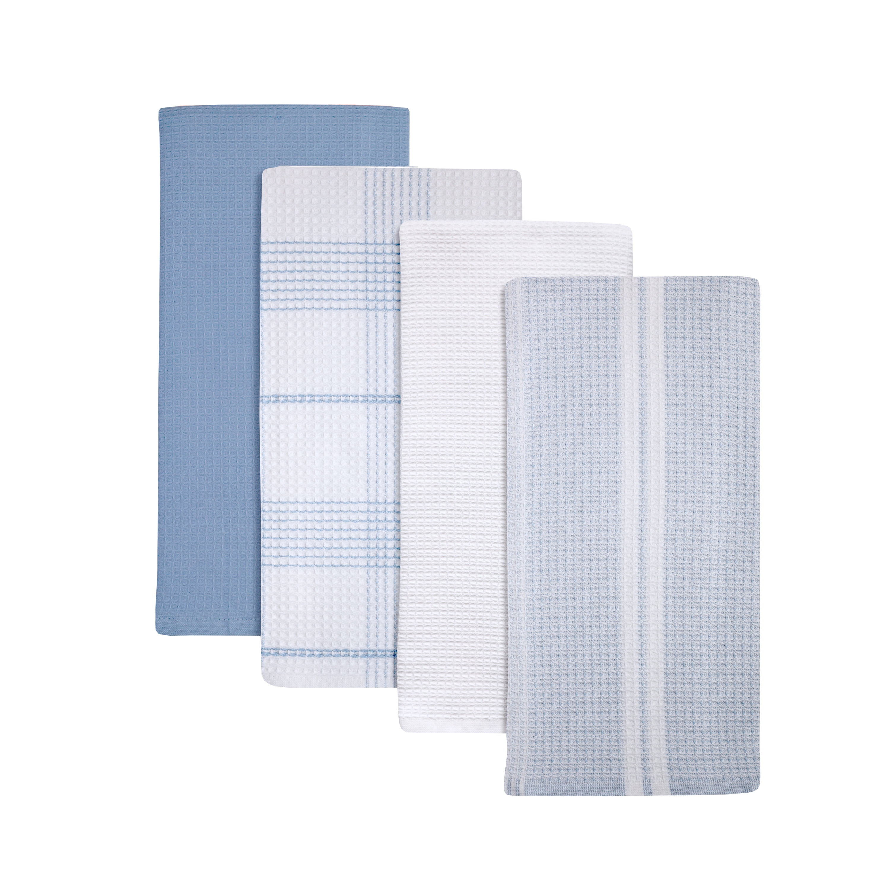 Better Homes & Gardens 4 Piece Waffle Kitchen Towel, Blue Linen ...