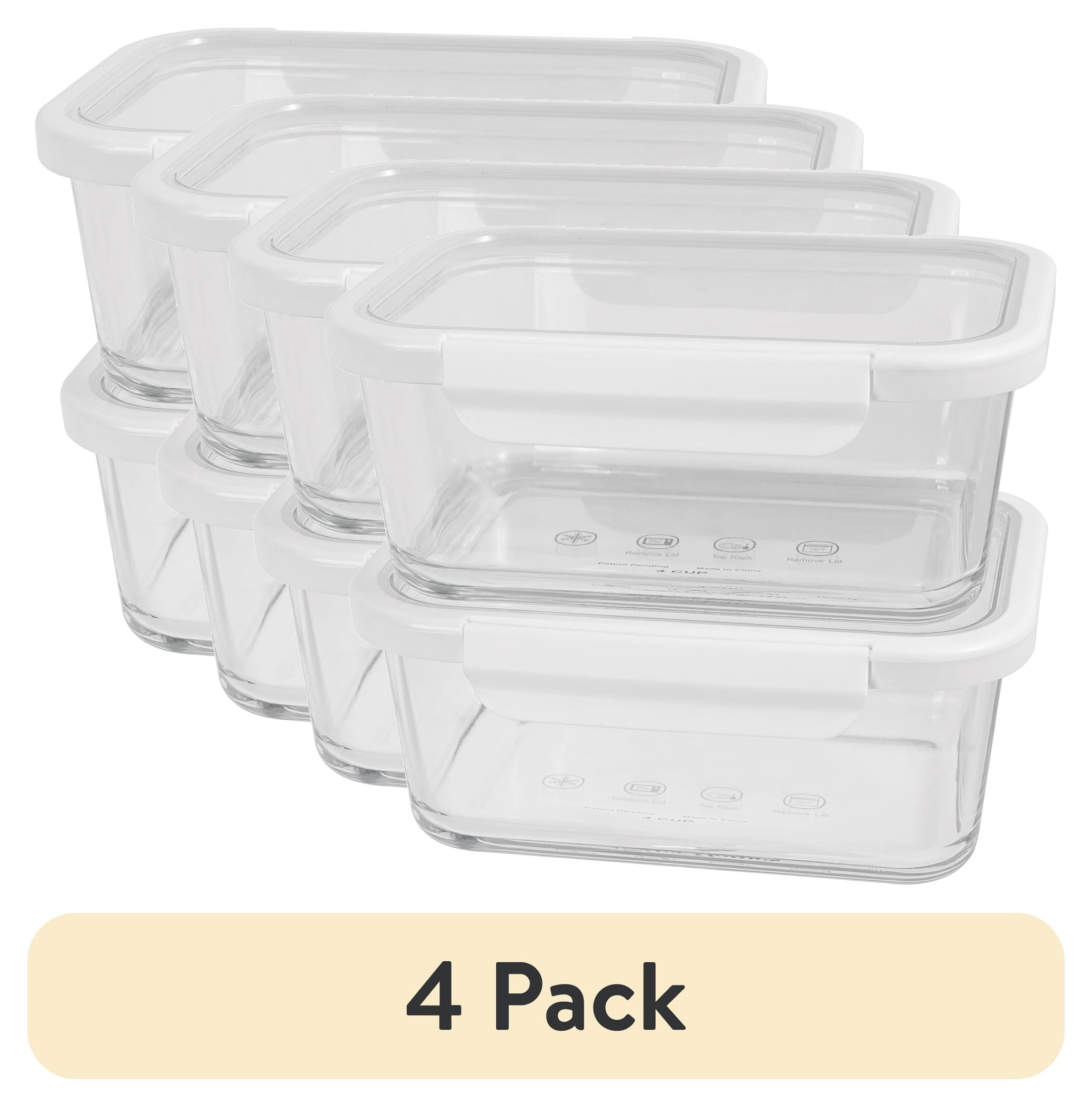 (4 pack) Better Homes & Gardens 4Cup Rectangle Glass Food Storage ...