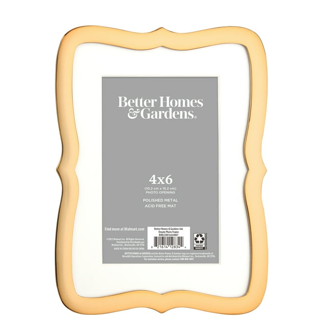 Better Homes & Gardens 4x6 Ornate Table Top Picture Frame, Gold ...