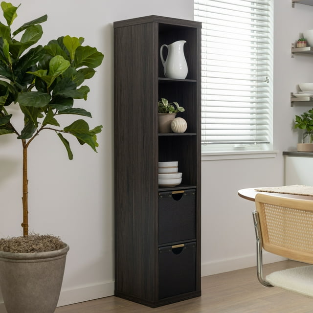 Better Homes & Gardens 5-Cube Vertical Storage Organizer, Tobacco Oak ...