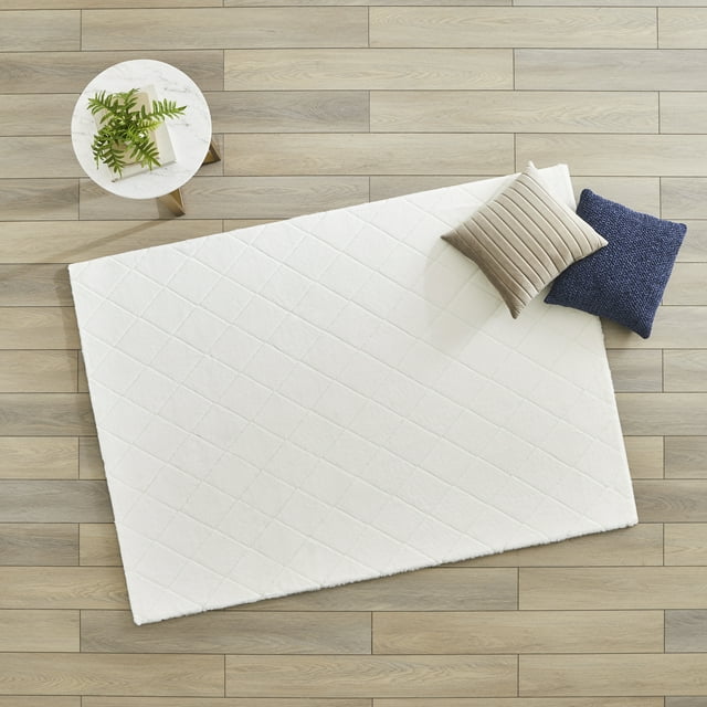 Better Homes & Gardens, 5' x 7' Rabbit Faux Fur Diamond Ivory Area Rug ...