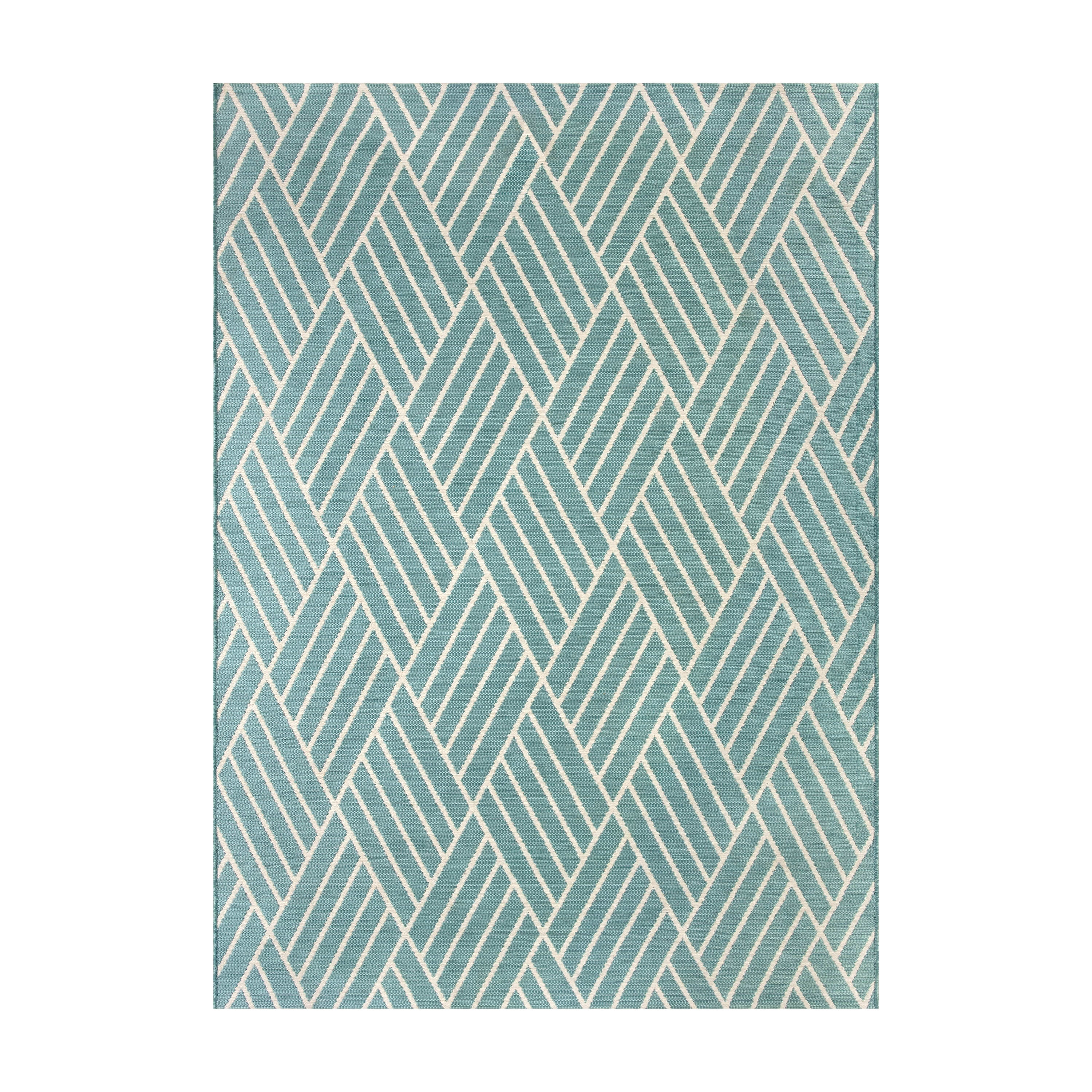 Better Homes & Gardens, 5' x 7' Turquoise, Diamond Outdoor Rug ...
