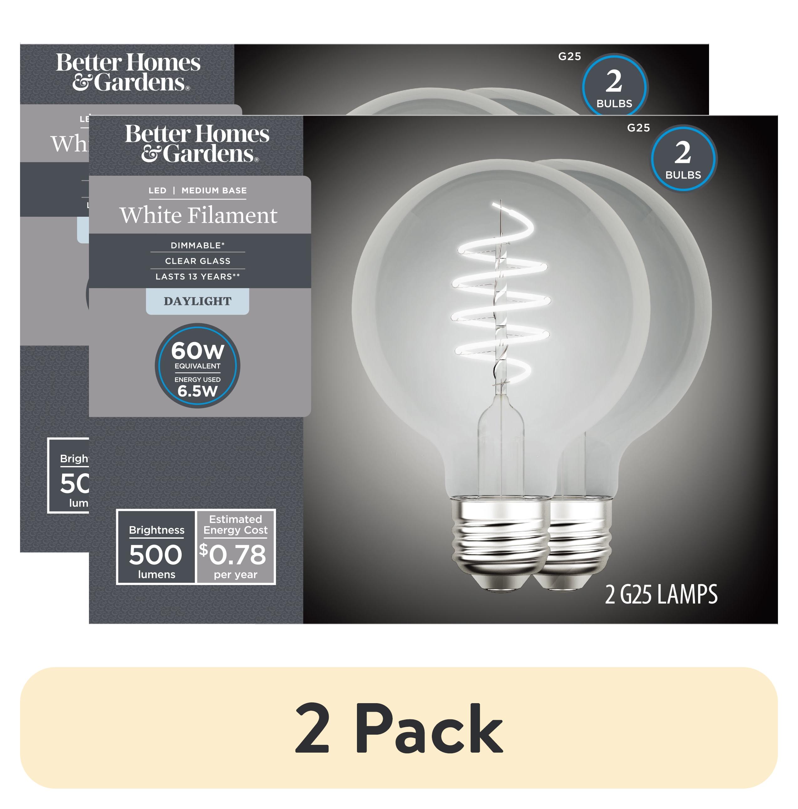 (2 pack) Better Homes & Gardens 6.5W (60W Equivalent) Daylight Dimmable ...