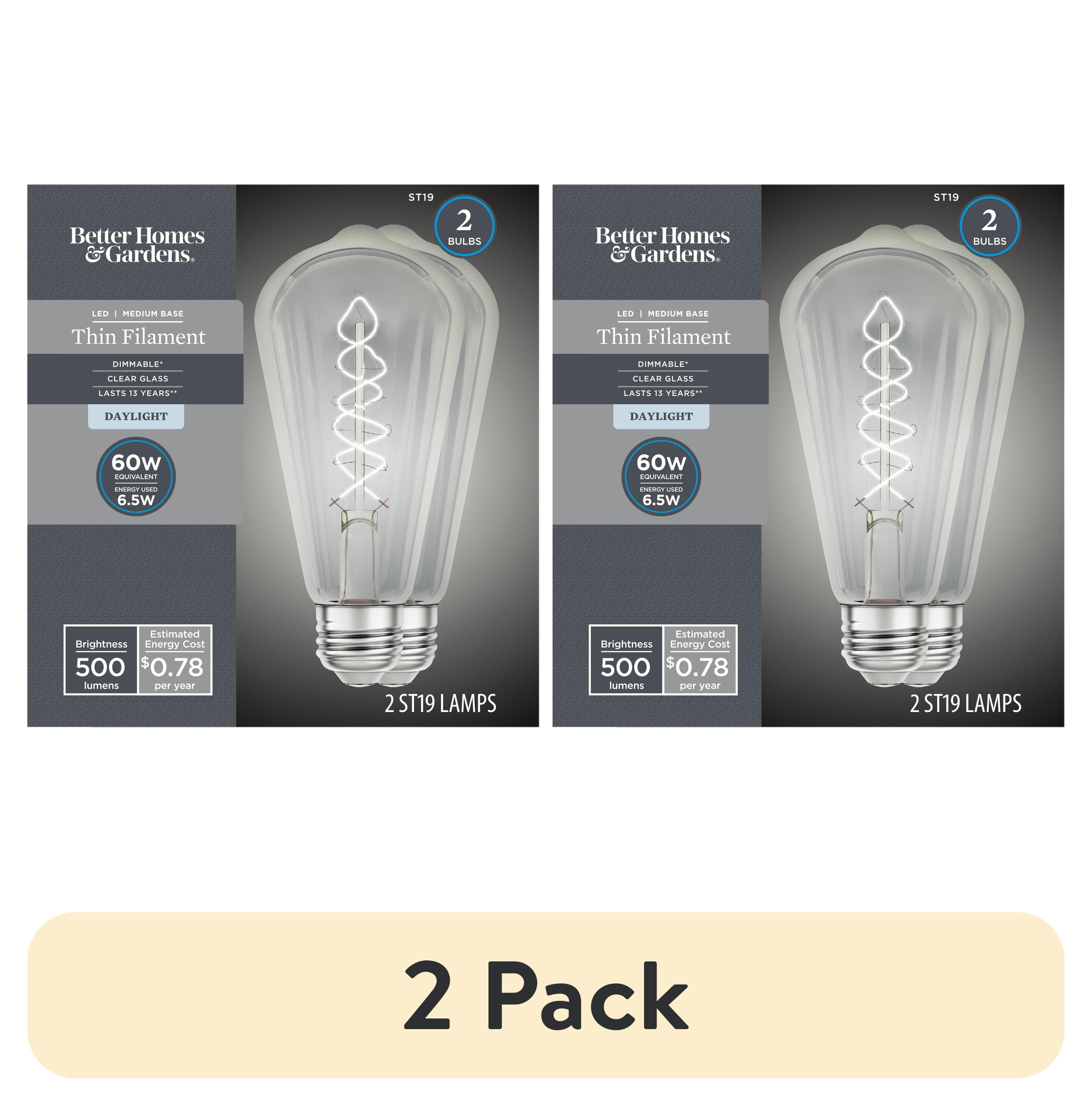 (2 pack) Better Homes & Gardens 6.5W (60W Equivalent) Daylight Dimmable ...