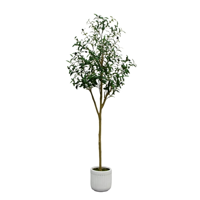 Better Homes & Gardens 6' Artificial Olive Tree in Ceramic Planter ...
