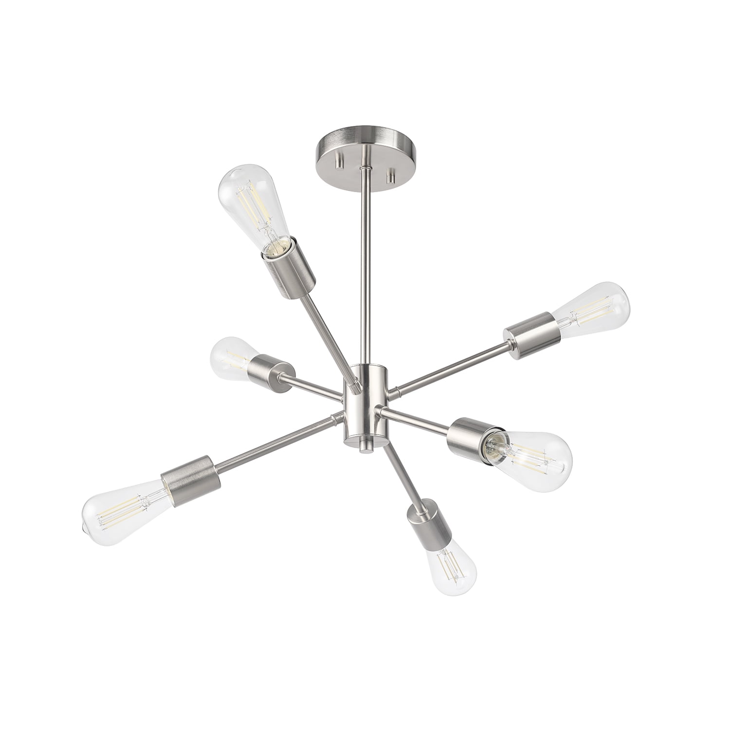 Better Homes & Gardens 6 Lights Semi-Flush Mount, Satin Nickel, Bulb ...