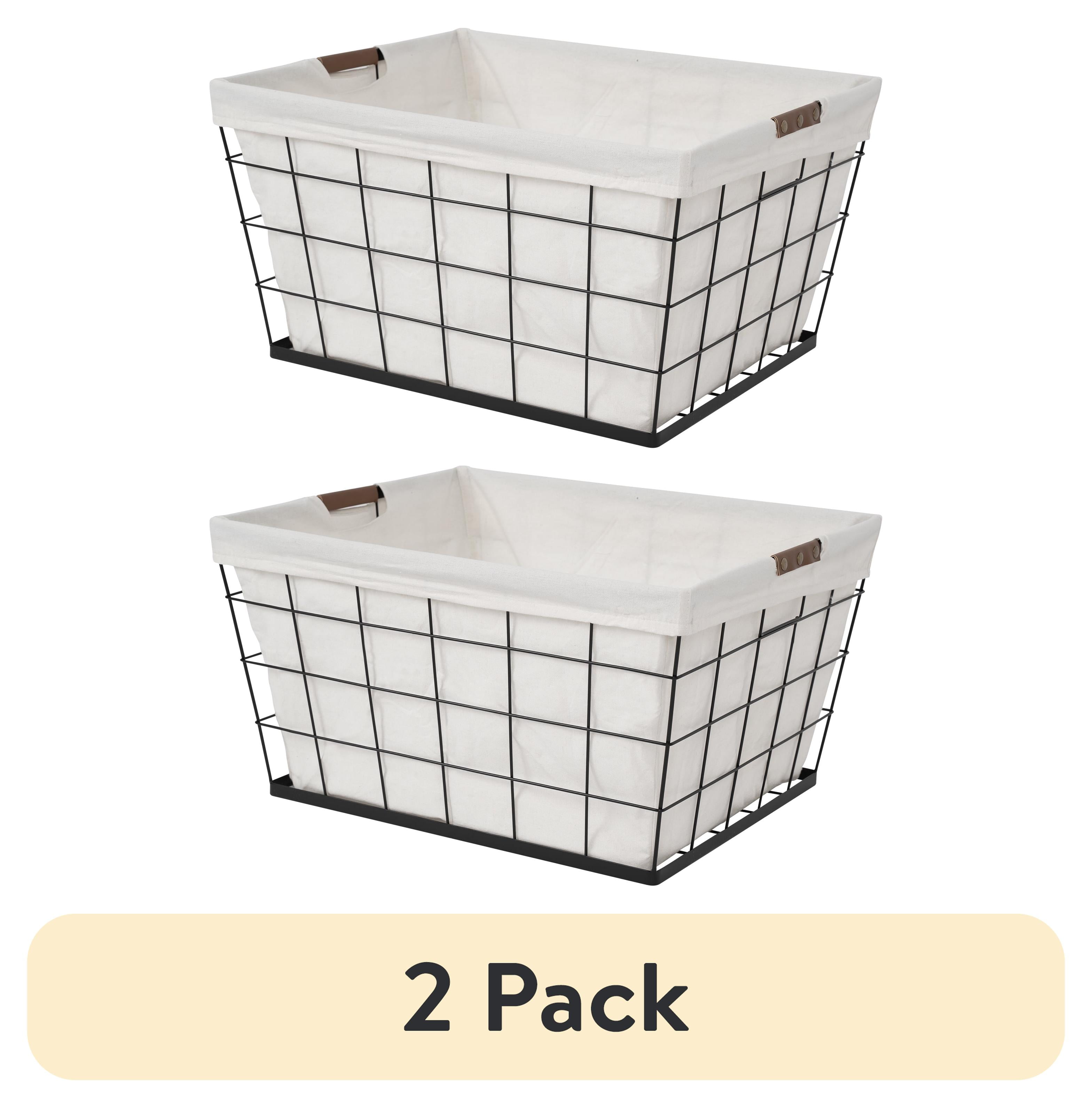 (2 pack) Better Homes & Gardens 60L Rectangular Steel Laundry Basket ...