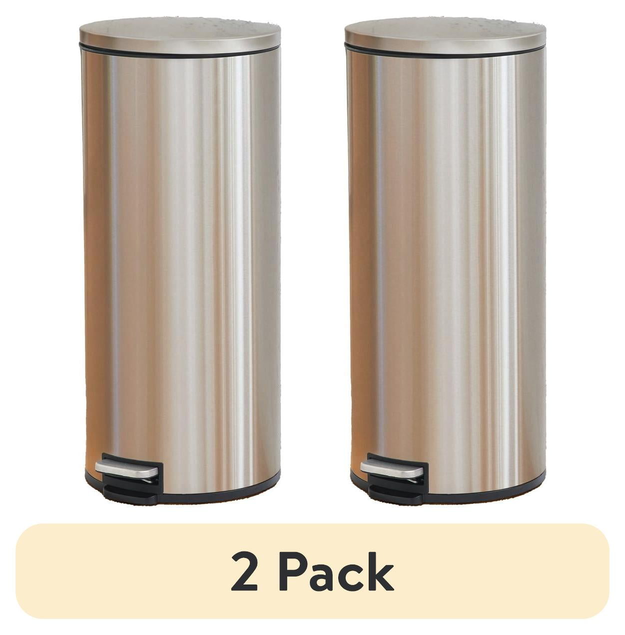 (2 pack) Better Homes & Gardens 7.9 Gallon Round Kitchen Step Trash Can ...