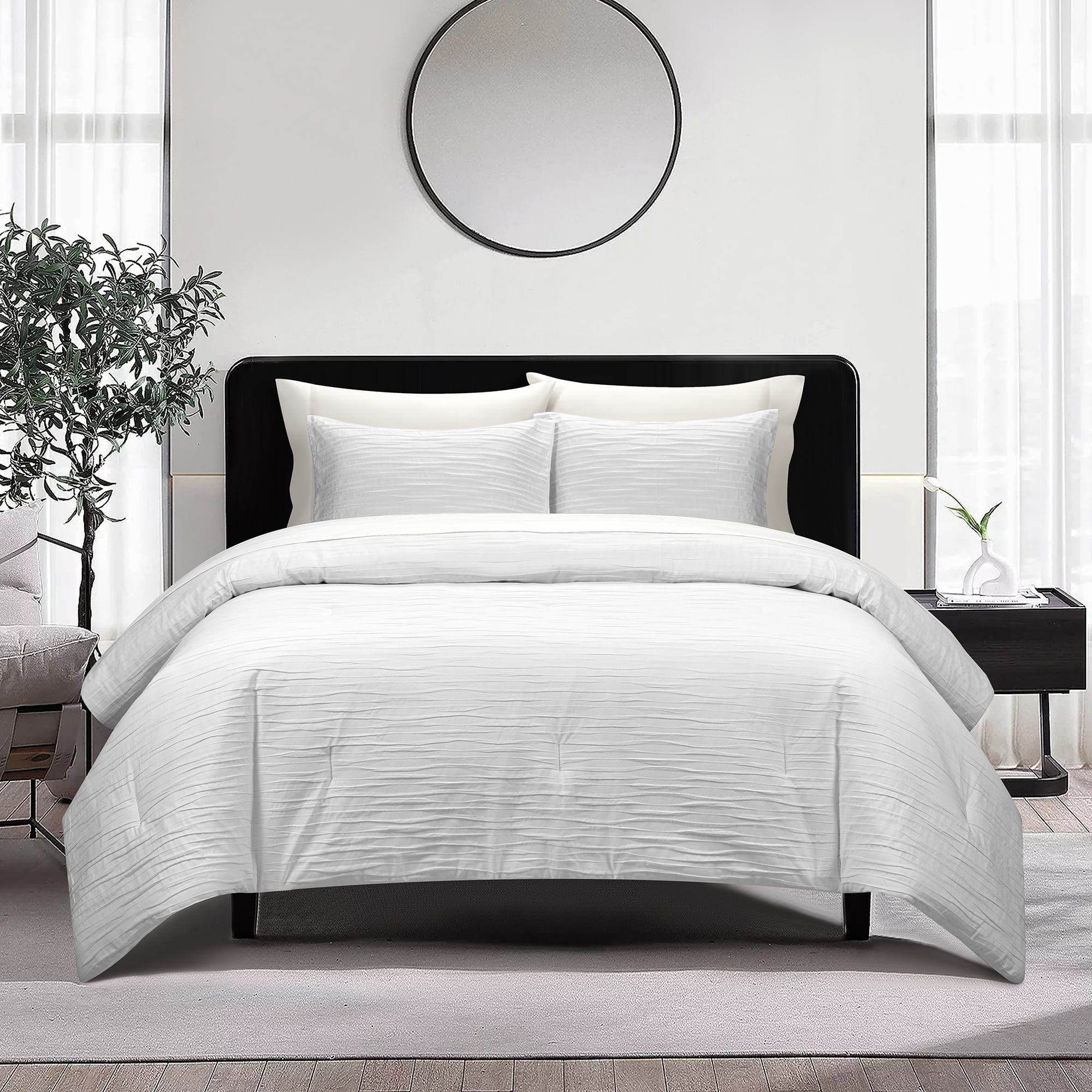 Better Homes & Gardens 7 Piece Crinkle Pleated Bed in a Bag Comforter ...