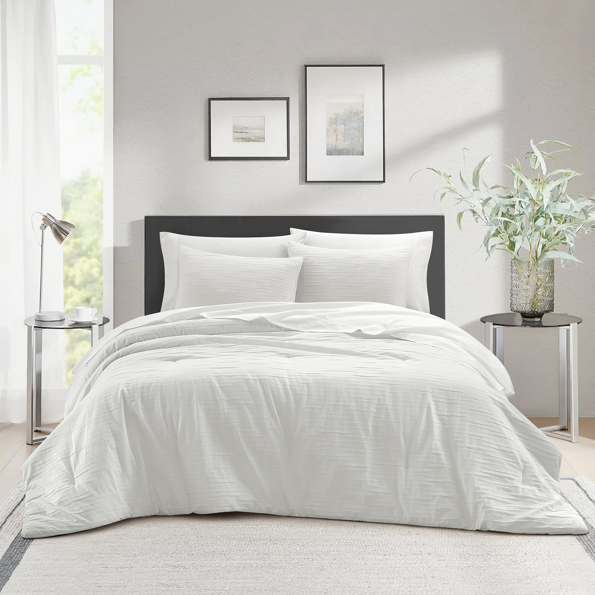 Better Homes & Gardens 7 Piece Crinkle Pleated Bed in a Bag Comforter ...