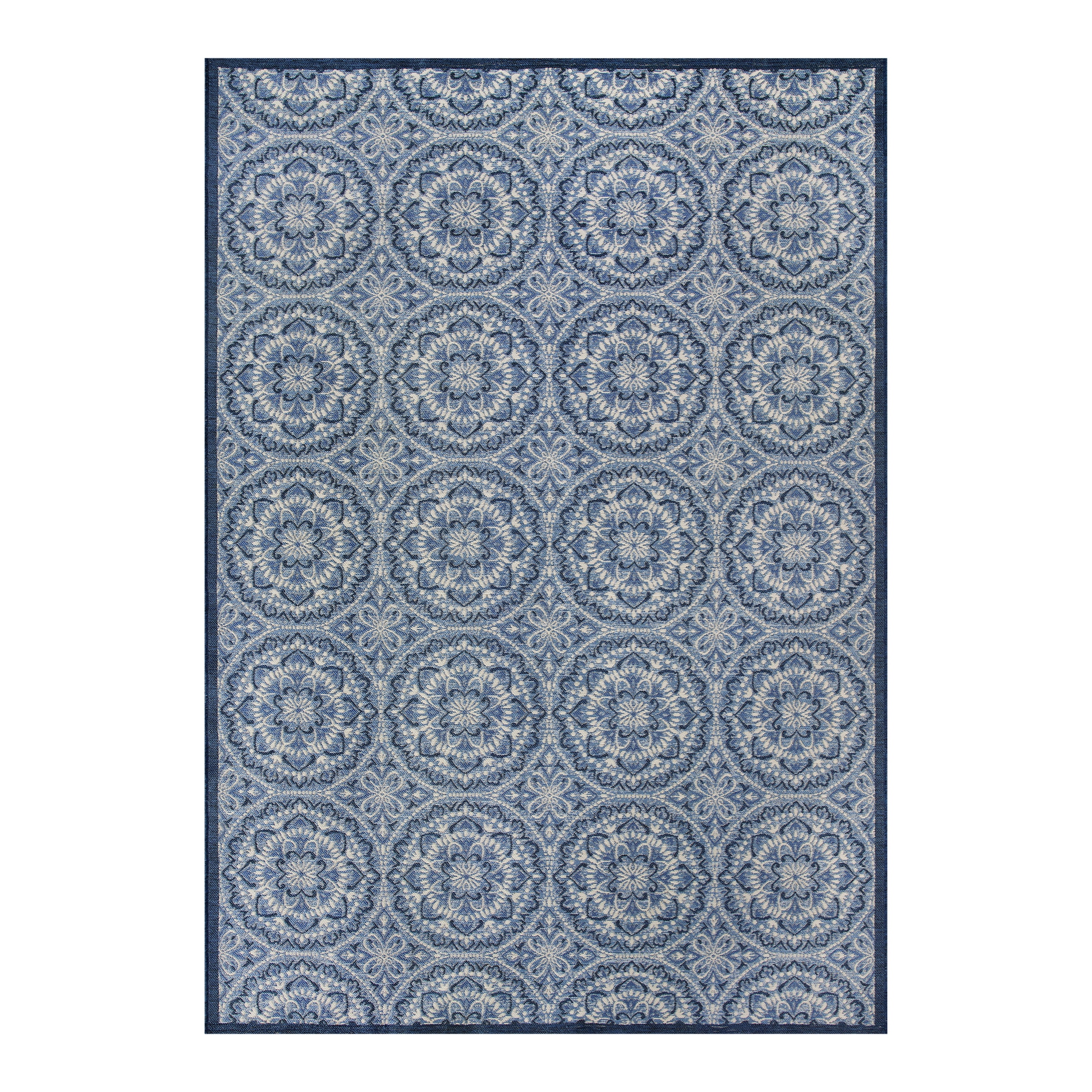 Better Homes & Gardens 8'9"x12' Blue Monarch Medallion Outdoor Rug ...