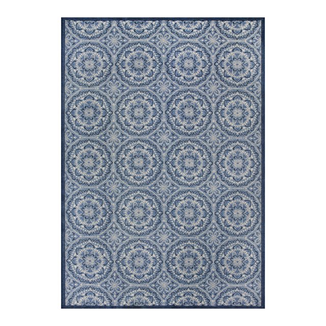 Better Homes & Gardens 8'9"x12' Blue Monarch Medallion Outdoor Rug ...