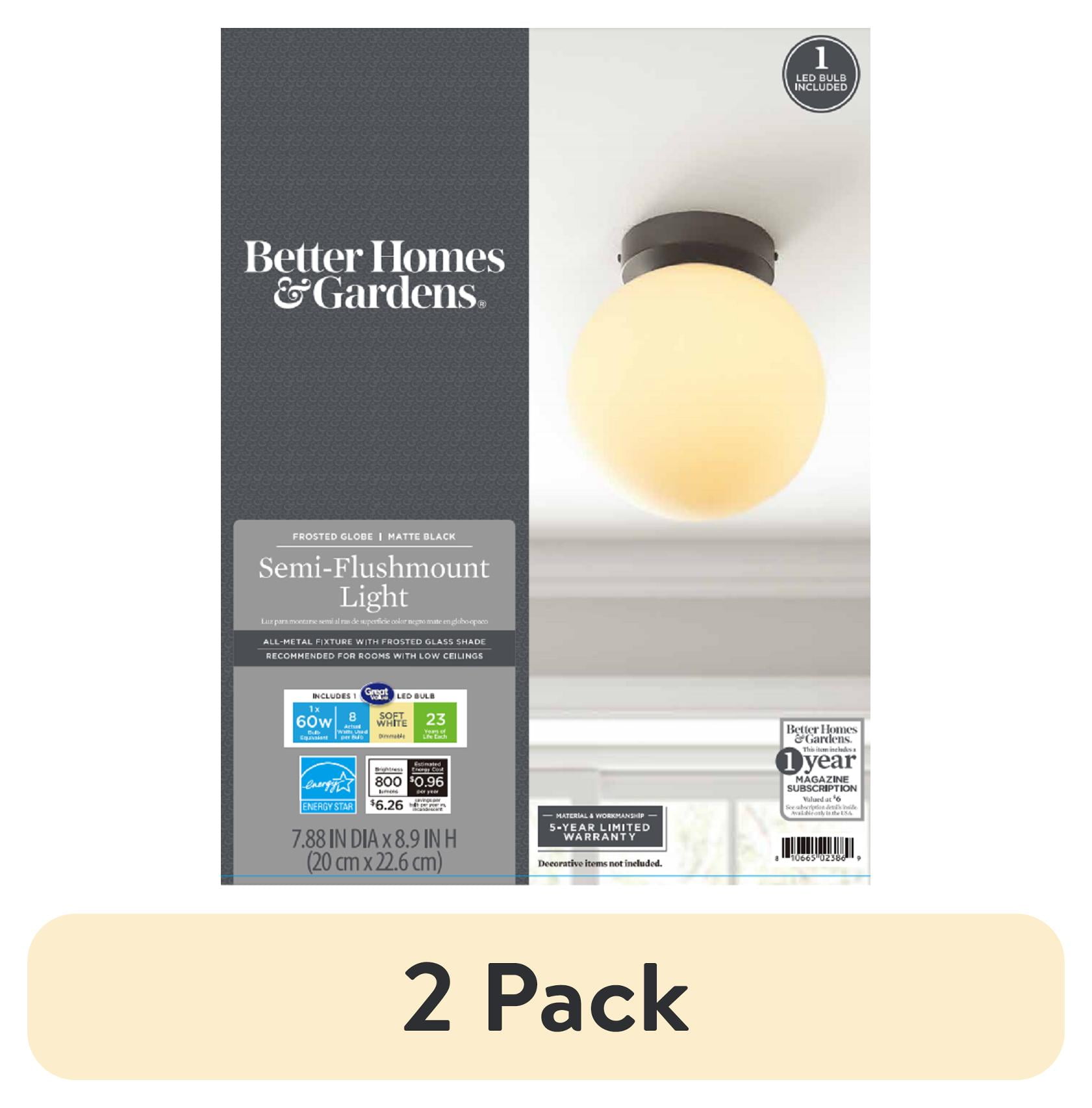 (2 pack) Better Homes & Gardens 8" Classic Semi Flush Mount Ceiling ...