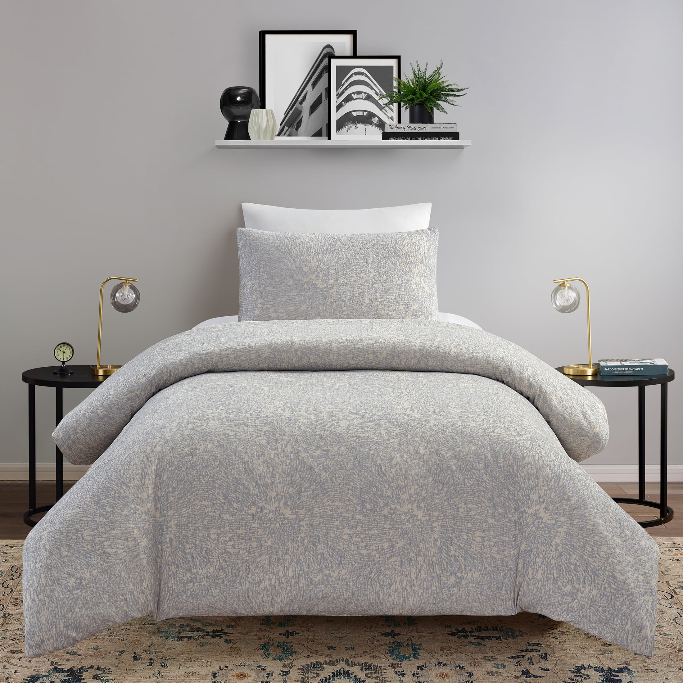 Better Homes & Gardens Abstract Chenille 2-Piece Comforter Set, Silver ...